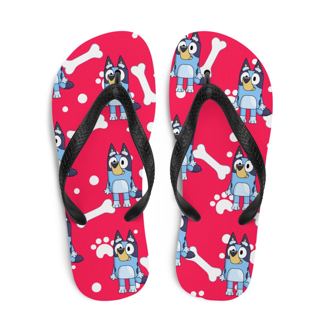 Red Background Blue Dog Flip-flops - Etsy
