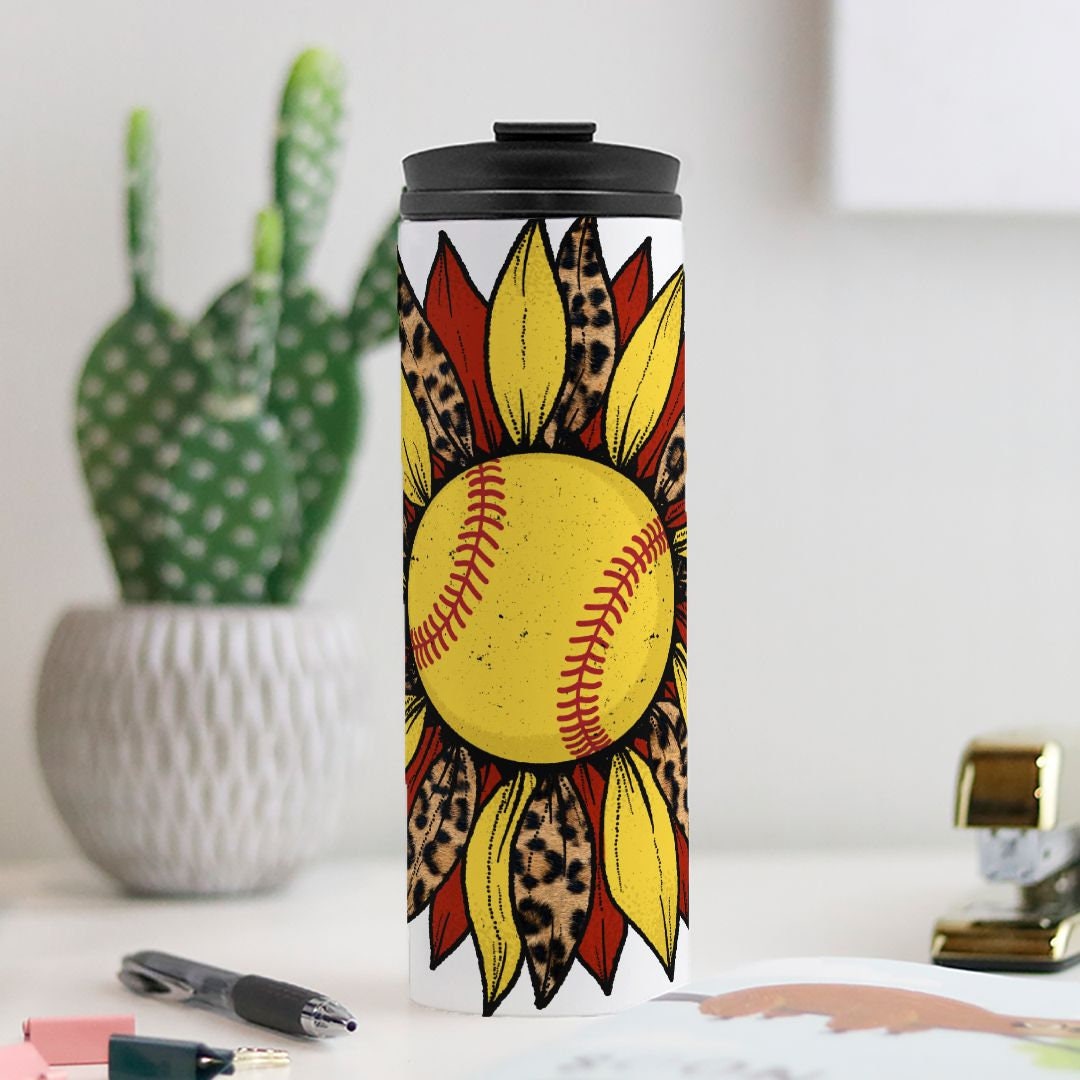 Softball Sunflower Thermal Tumbler 16 Oz. - Etsy