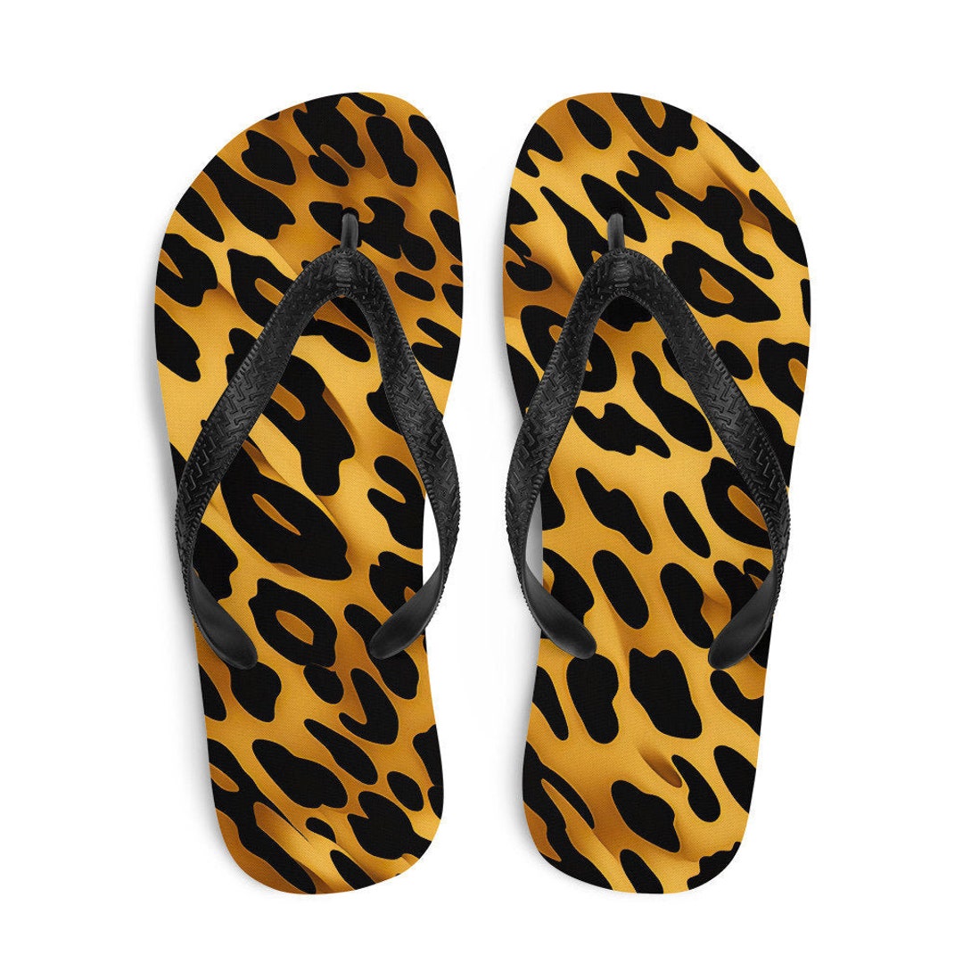 Leopard Print Flip-flops - Etsy