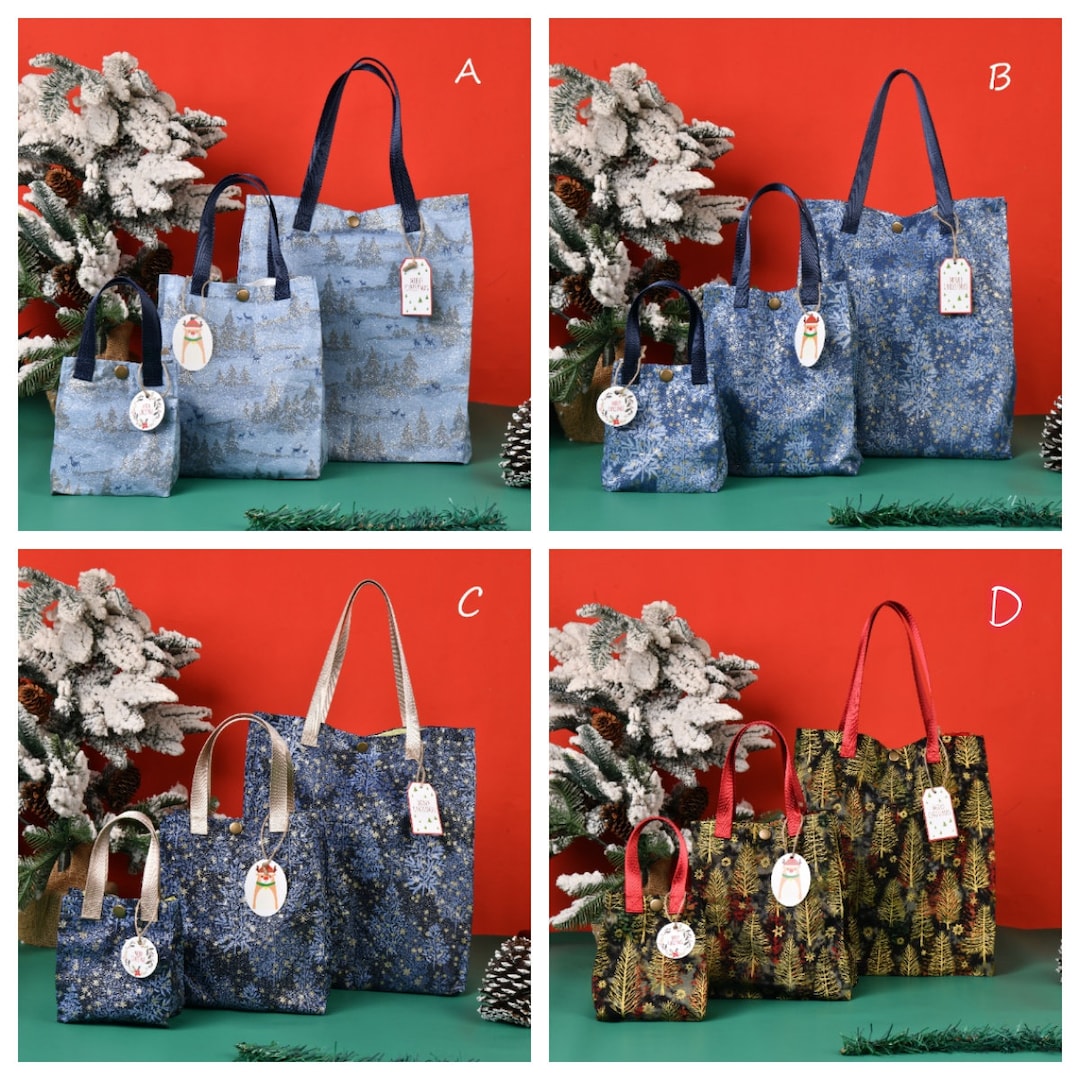 Christmas Tree/snowflake Handmade Gift Bagreusable Gift Tote - Etsy