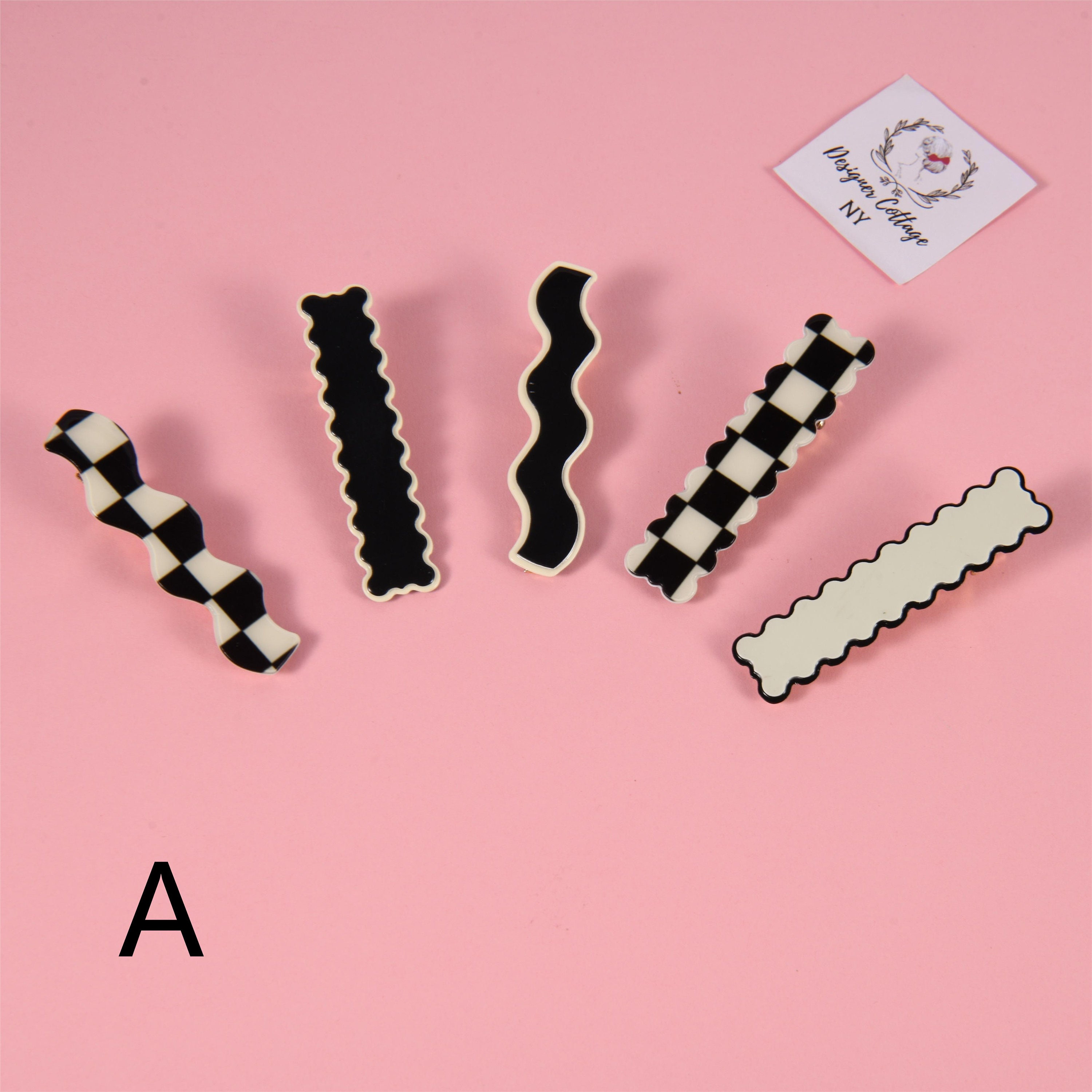 5 Set of Checkerboard Wave Clips Hair Claw Spring - Etsy