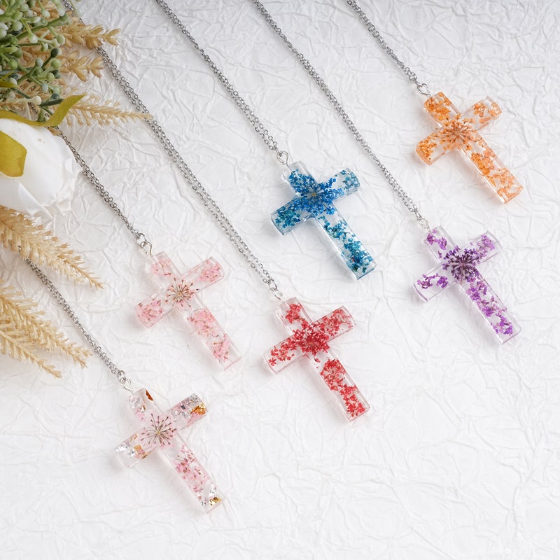 Resin Cross Necklace - Etsy