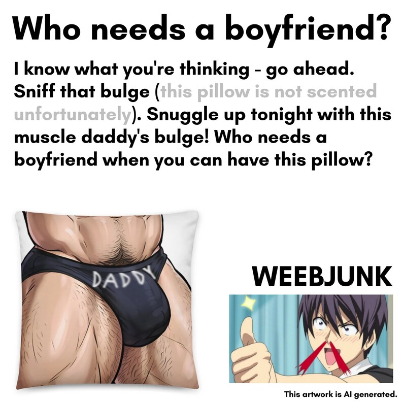 Muscle Daddy Black Underwear Bulge Gay Bara Yaoi Manga Gifts Basic Pillow - Etsy Australia