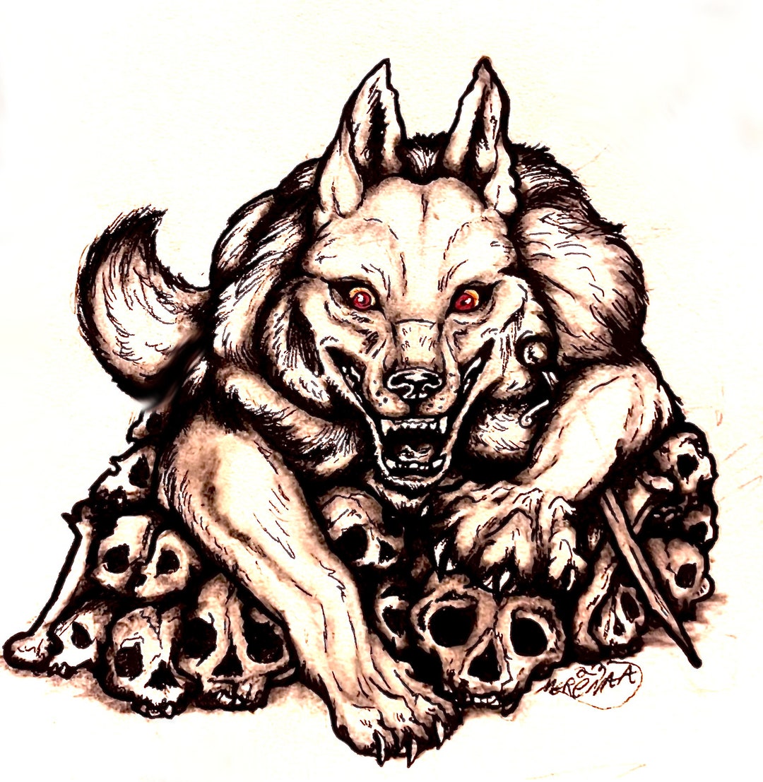 Fantasy Wolf and Skulls Art Print. Cardstock 8x11 - Etsy