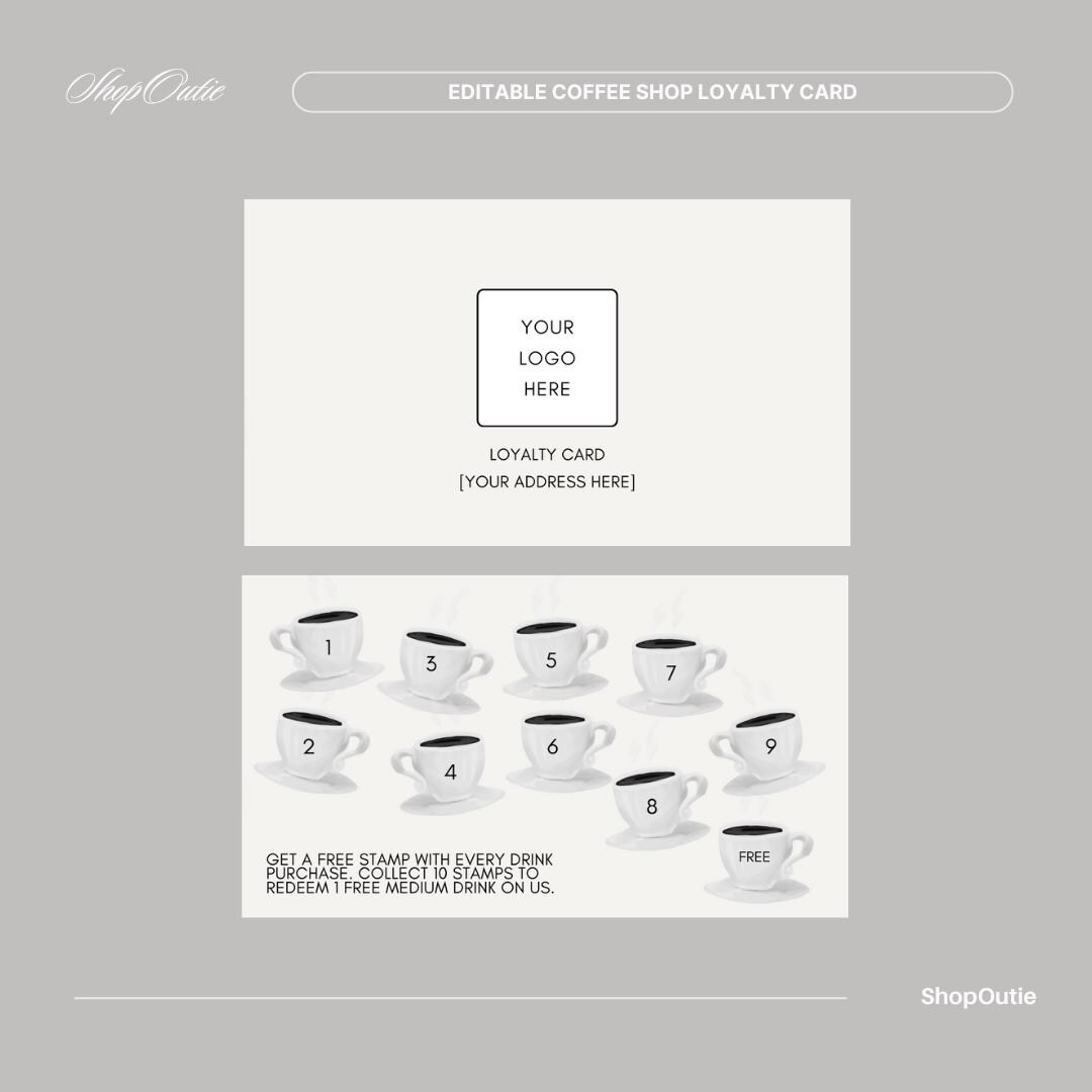 Coffee Loyalty Card Template | Printable Punch Card | Canva Rewards ...