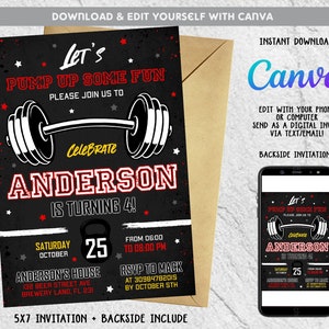 Fitness Gym Birthday Invitation Printable Birthday Party - Etsy
