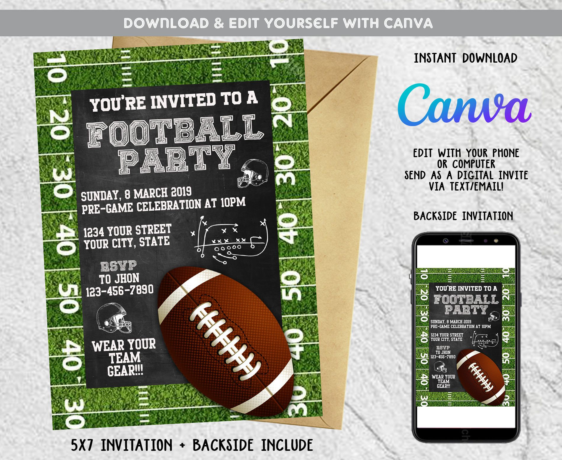 Football Invitation Football Invitation Football Birthday - Etsy