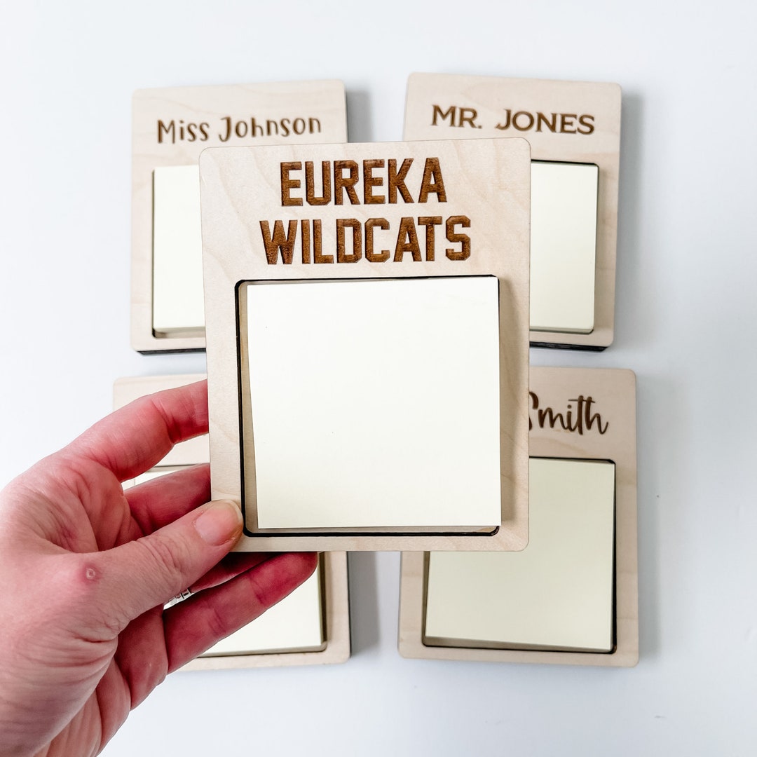 Engraved Sticky Note Holder, Personalized Wood Teacher Employee ...
