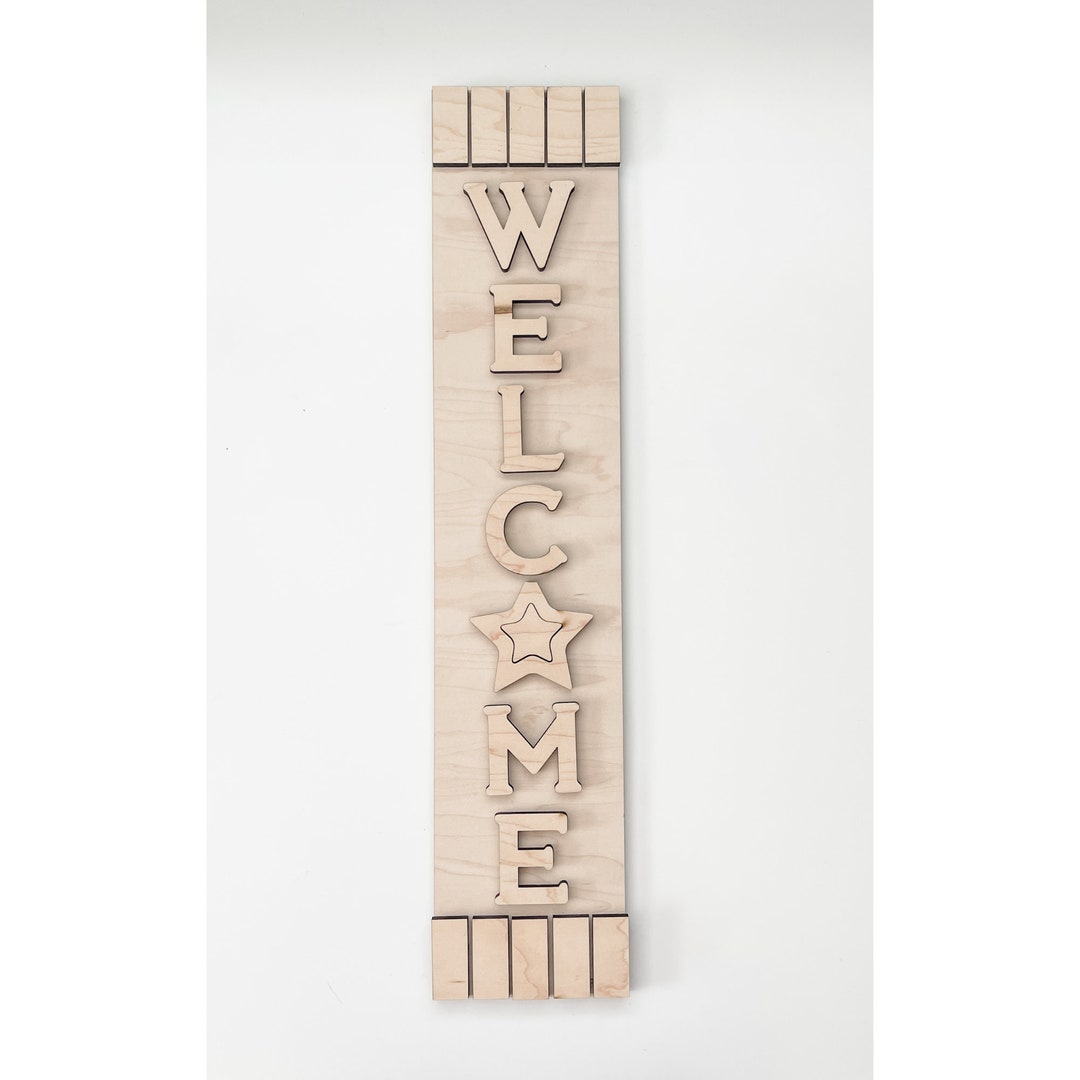 July 4th DIY Porch Leaning Sign, Welcome Flag Stars Decor Unfinished ...