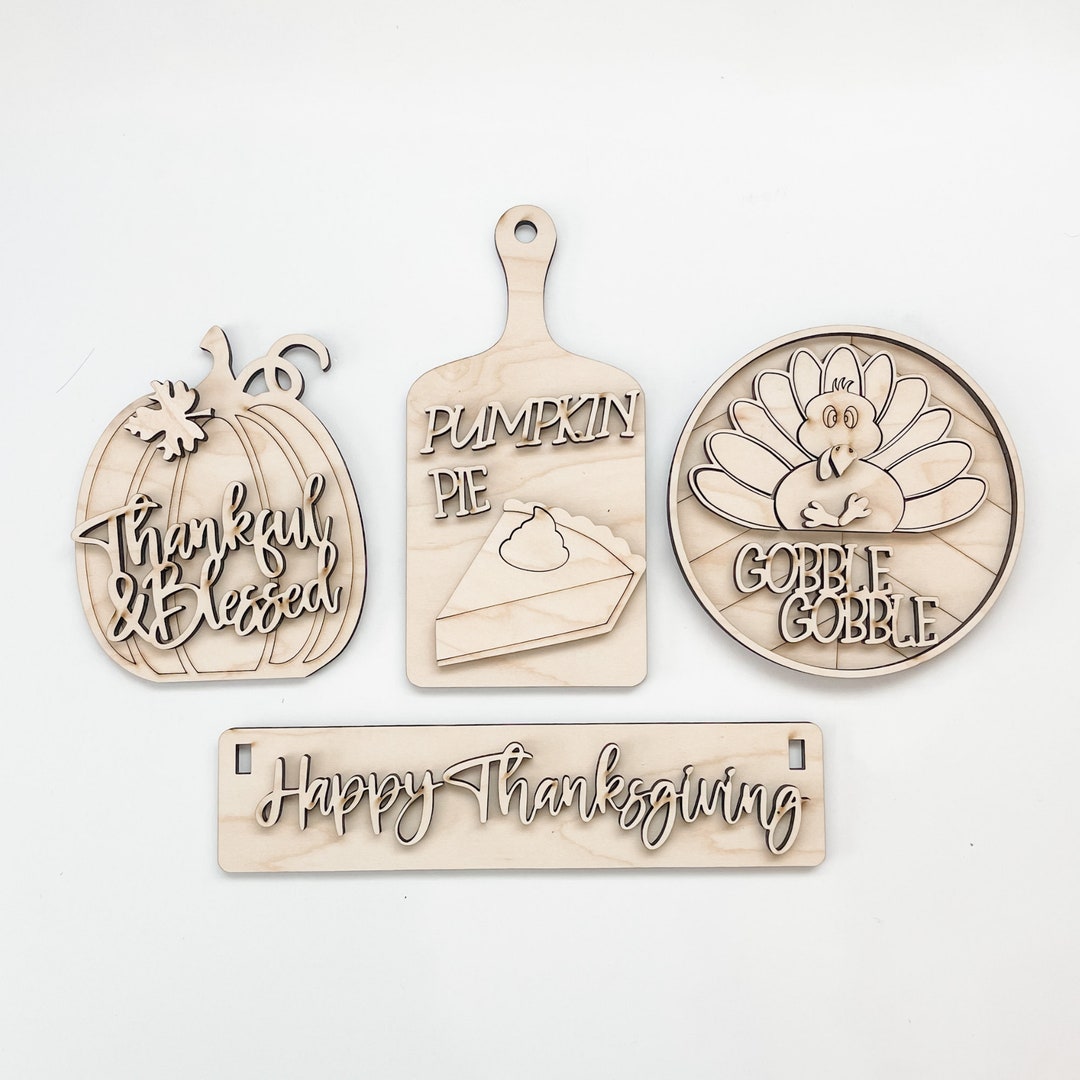 Happy Thanksgiving DIY Wood Wagon or Crate Inserts, Unfinished Wood ...