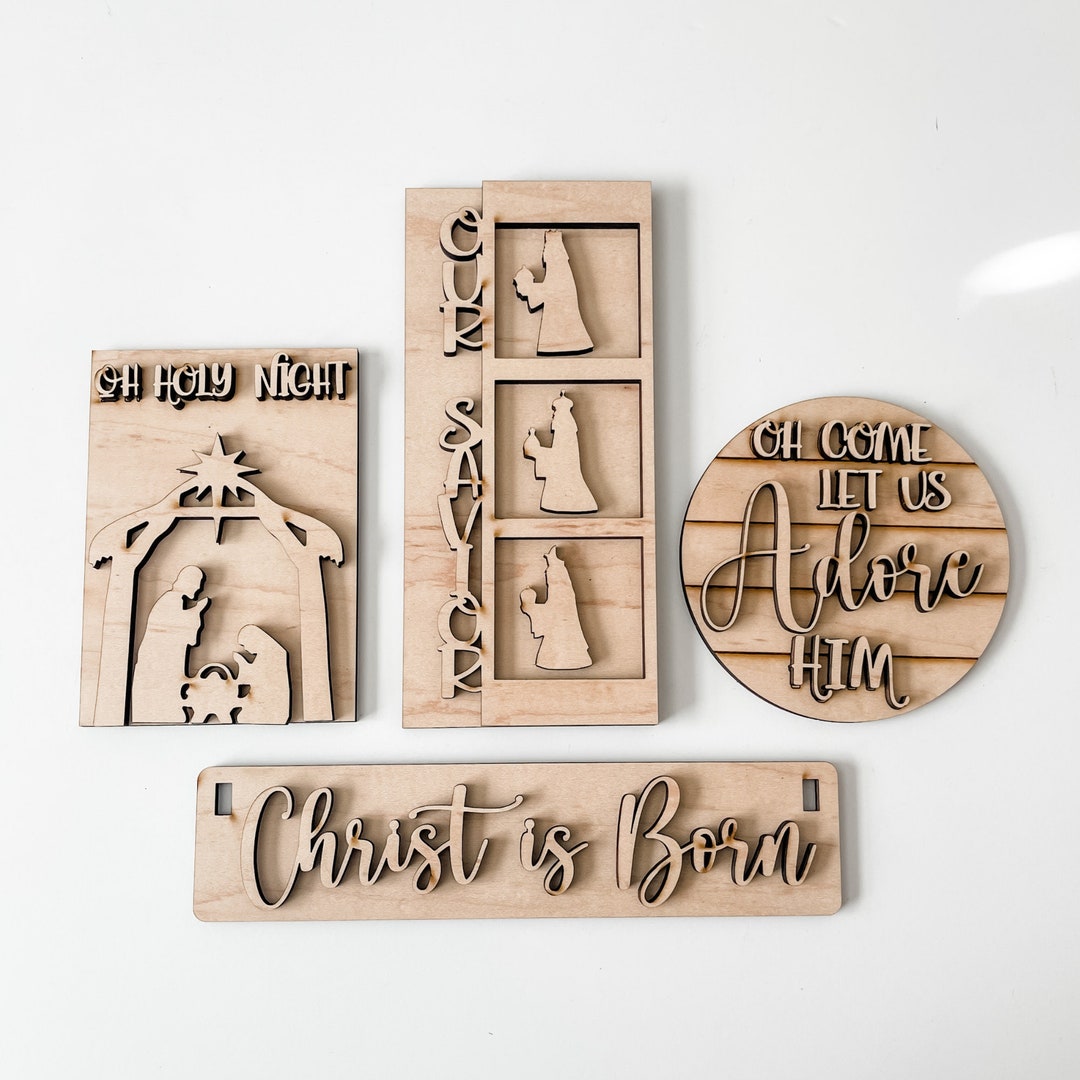 Christ is Born DIY Wood Wagon or Crate Inserts, Unfinished Wood Blank ...