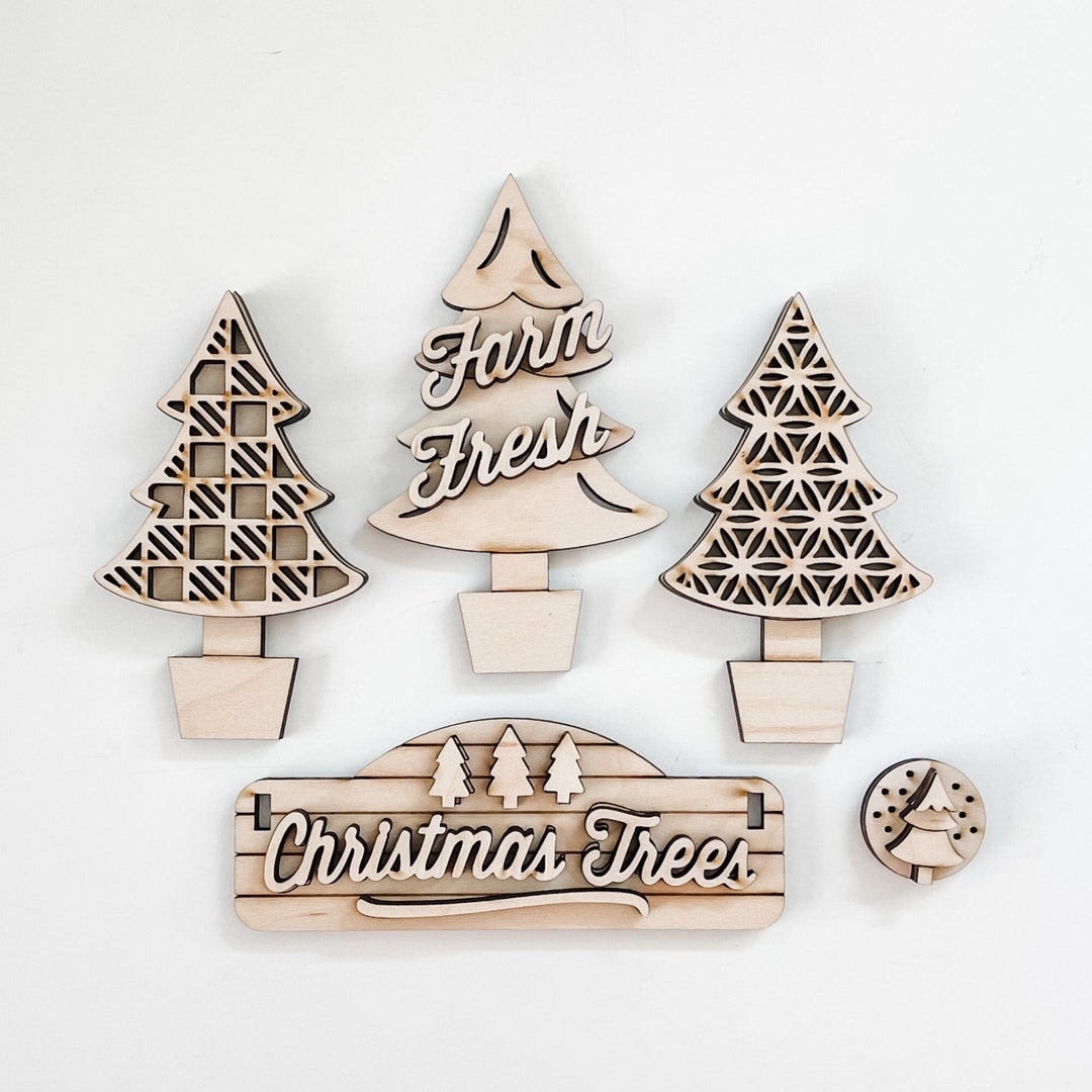 Christmas Trees Inserts for Vintage Truck & Market Cart, Unfinished DIY ...