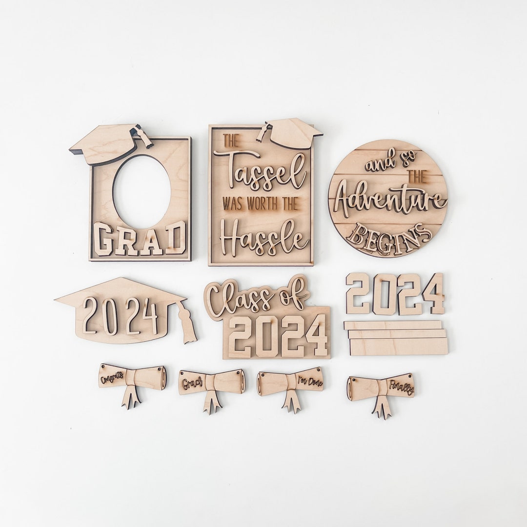 Graduation 2024 Tiered Tray Unfinished DIY Wood Kit, Blanks to Decorate ...