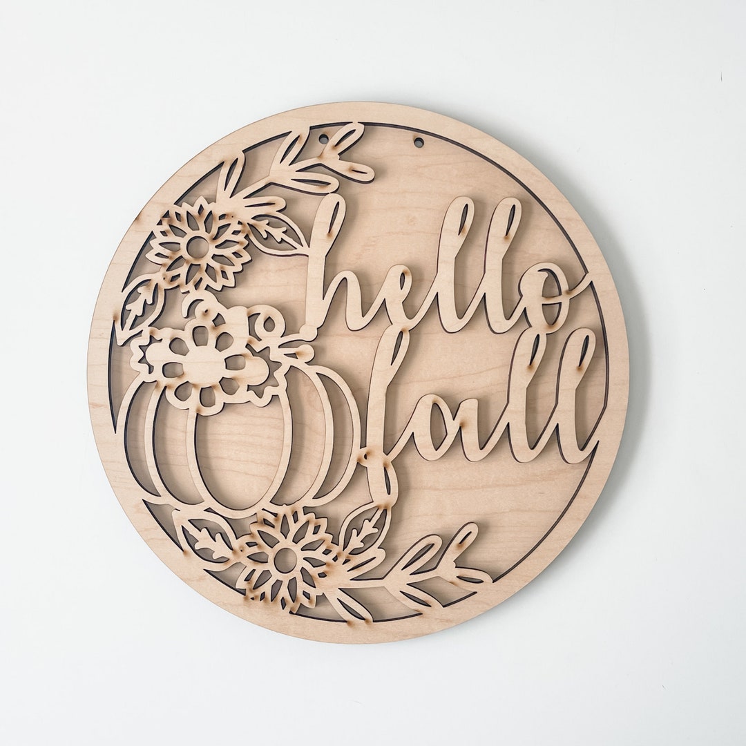 Hey Fall Pumpkin Floral Door Hanger, Fall Pumpkin Unfinished DIY Wood ...