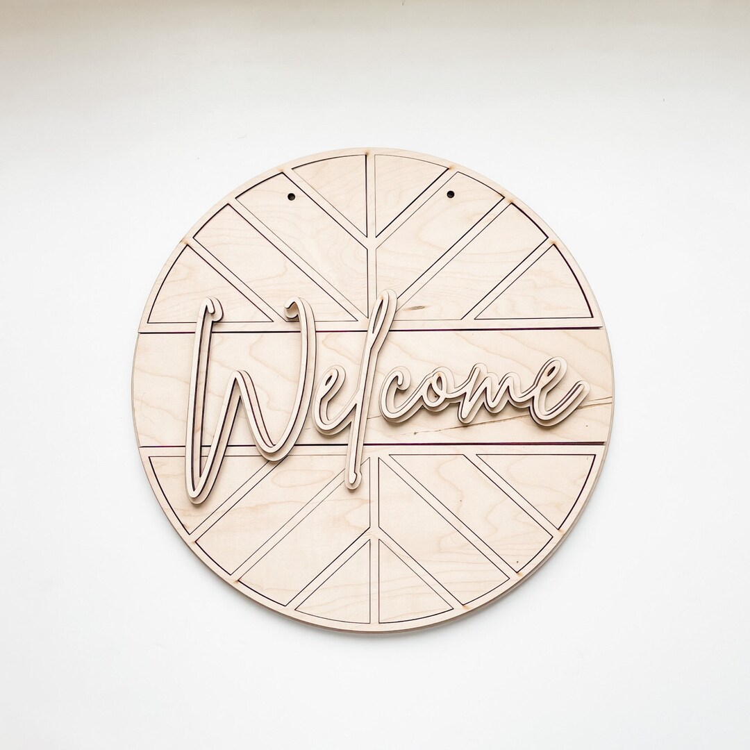 Welcome Patchwork Quilt Door Hanger, Welcome Unfinished DIY Wood Kit ...