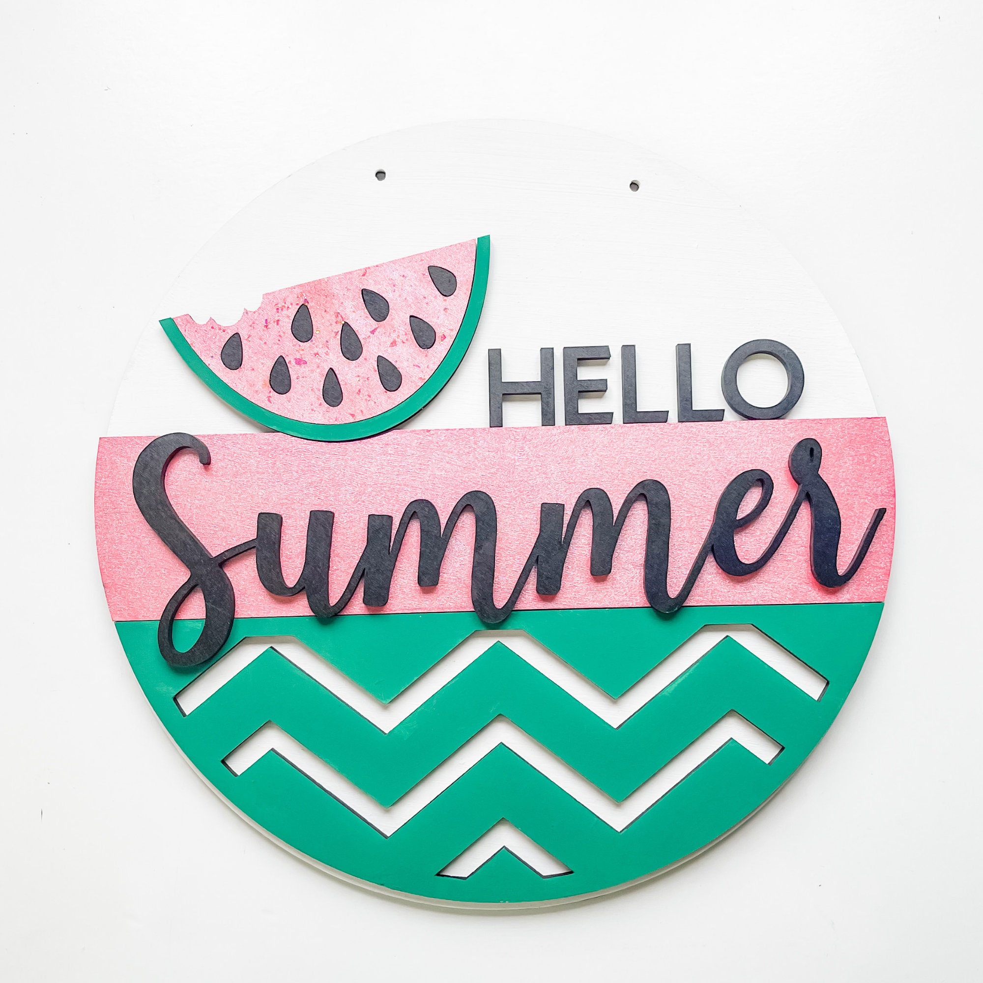 Hello Summer Watermelon Door Hanger Watermelon Unfinished Diy Etsy