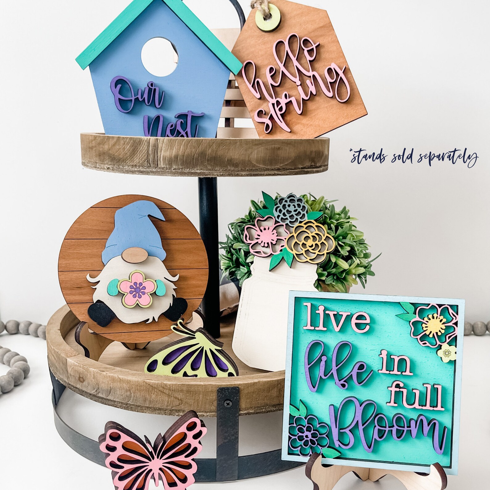 Spring Tiered Tray Unfinished DIY Wood Kit Blanks to Decorate - Etsy