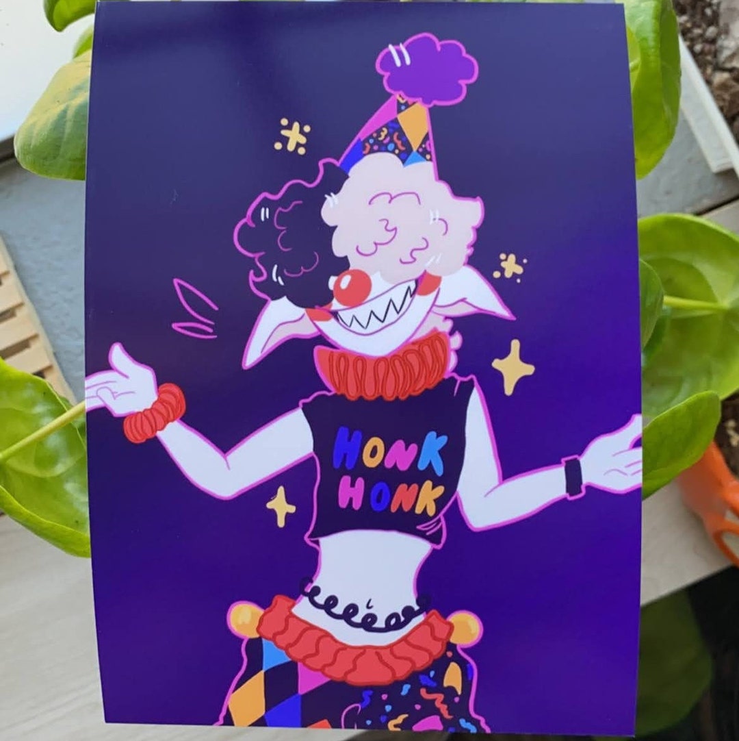 Purple Clown Mini Print Glossy | 7x5in// Clowncore Clown Colorful Print ...