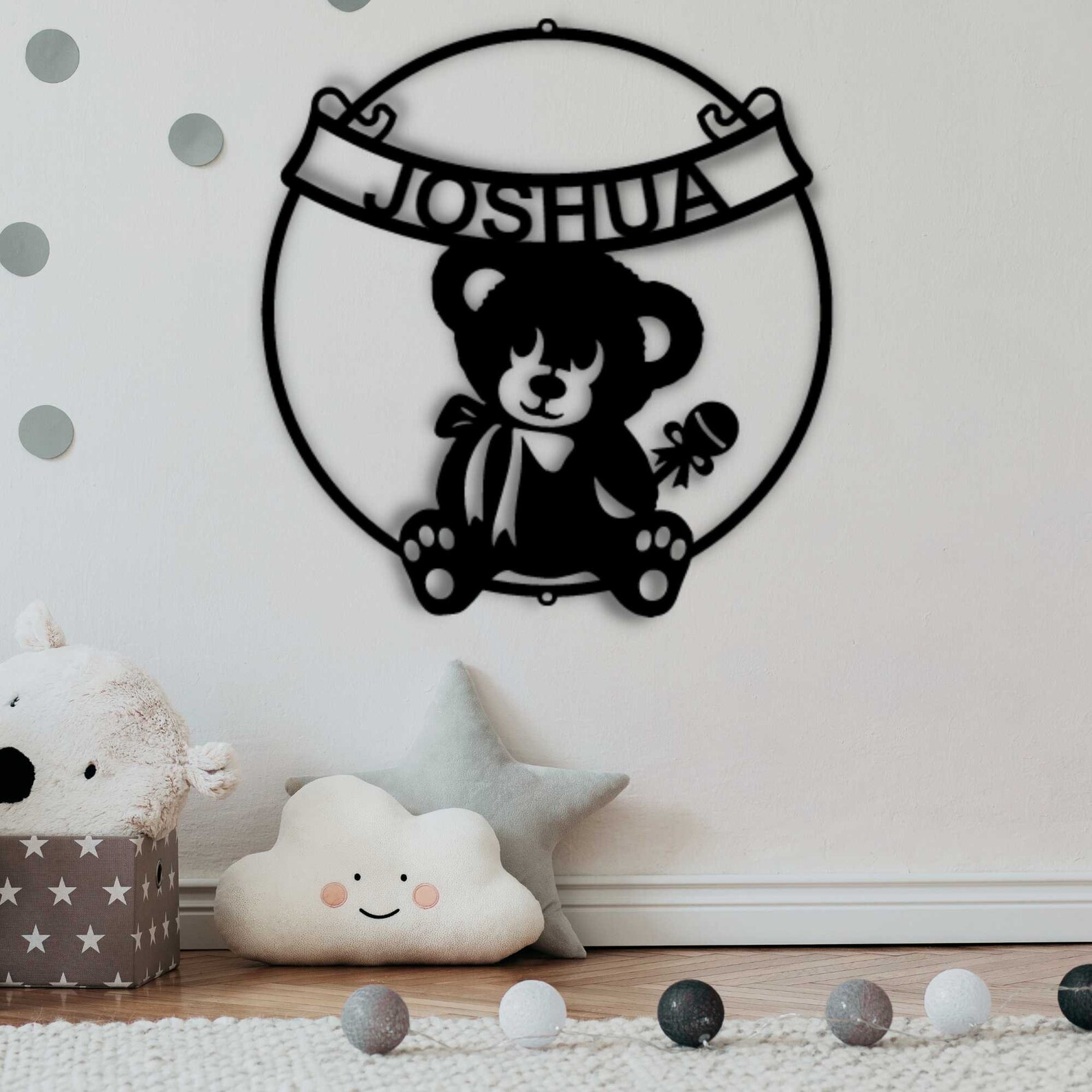 Teddy Bear Monogram Steel Sign Round Personalized Metal | Etsy