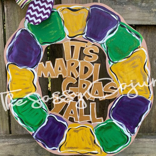 King Cake Door Hanger Mardi Gras Sign Mardi Gras Door - Etsy