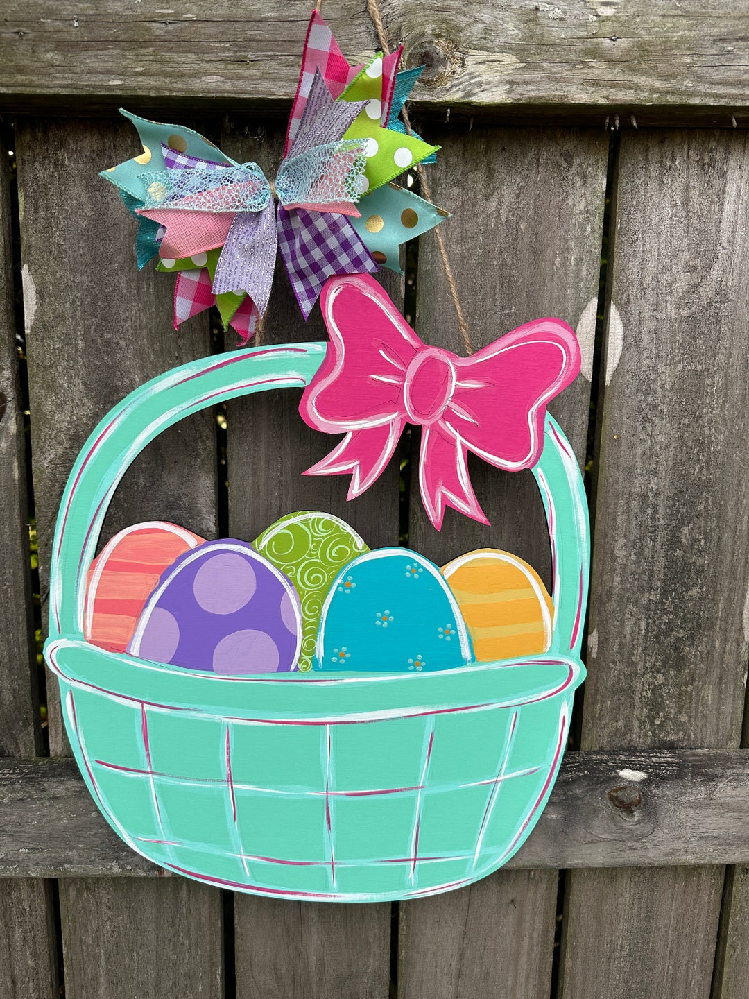 Personalized Easter Basket Door Hanger: Spring Decor - Etsy