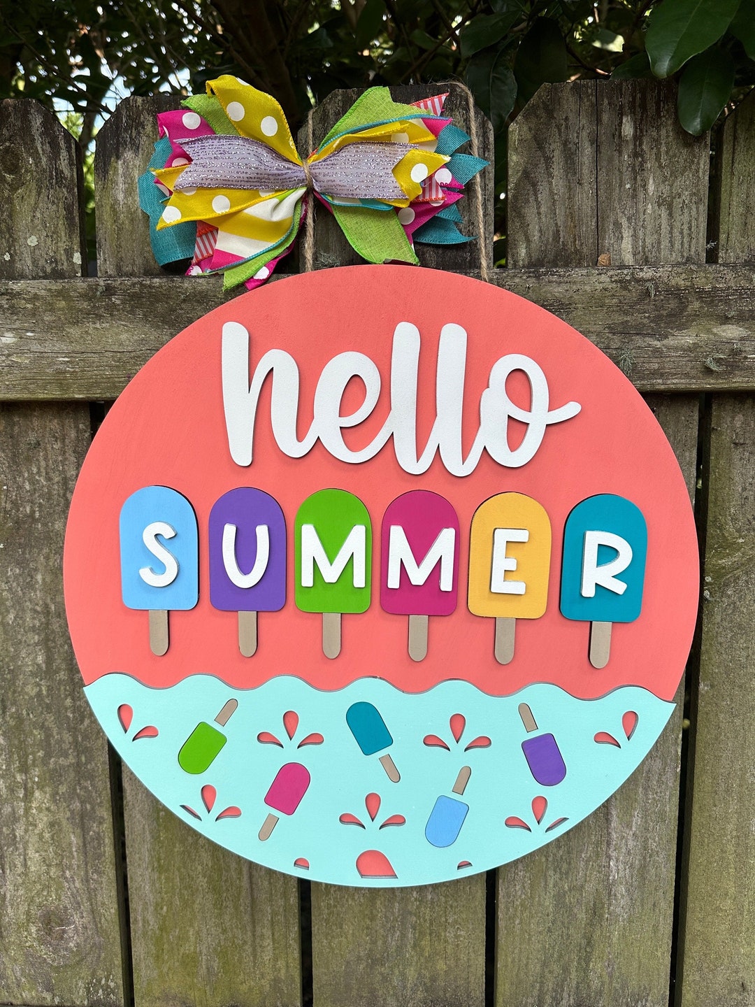 Popsicle Hello Summer Door Hanger: Bright Painted Summer Treat Sign - Etsy