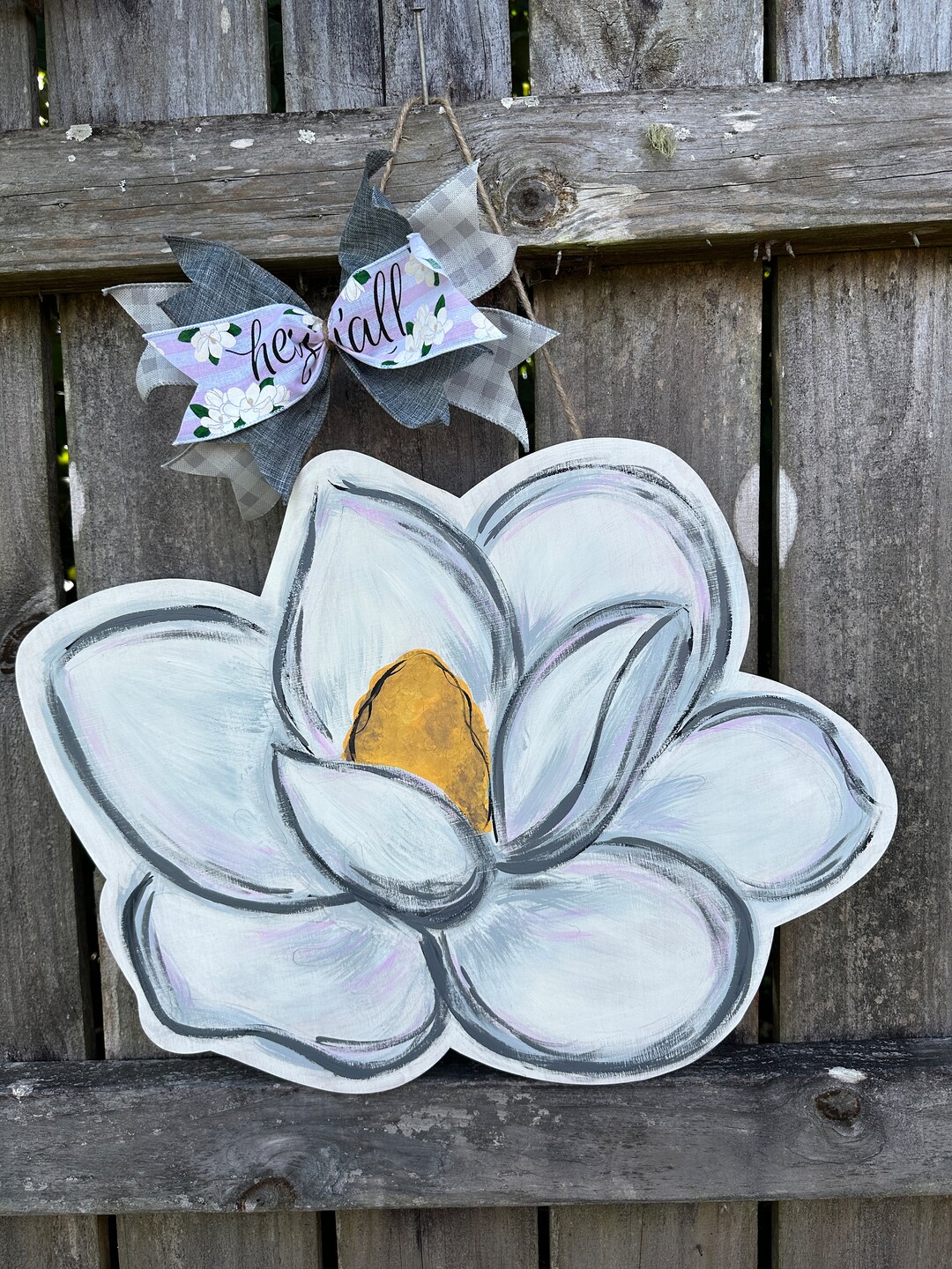 Magnolia Door Hanger | Hand Painted Magnolia | Magnolia Decor ...