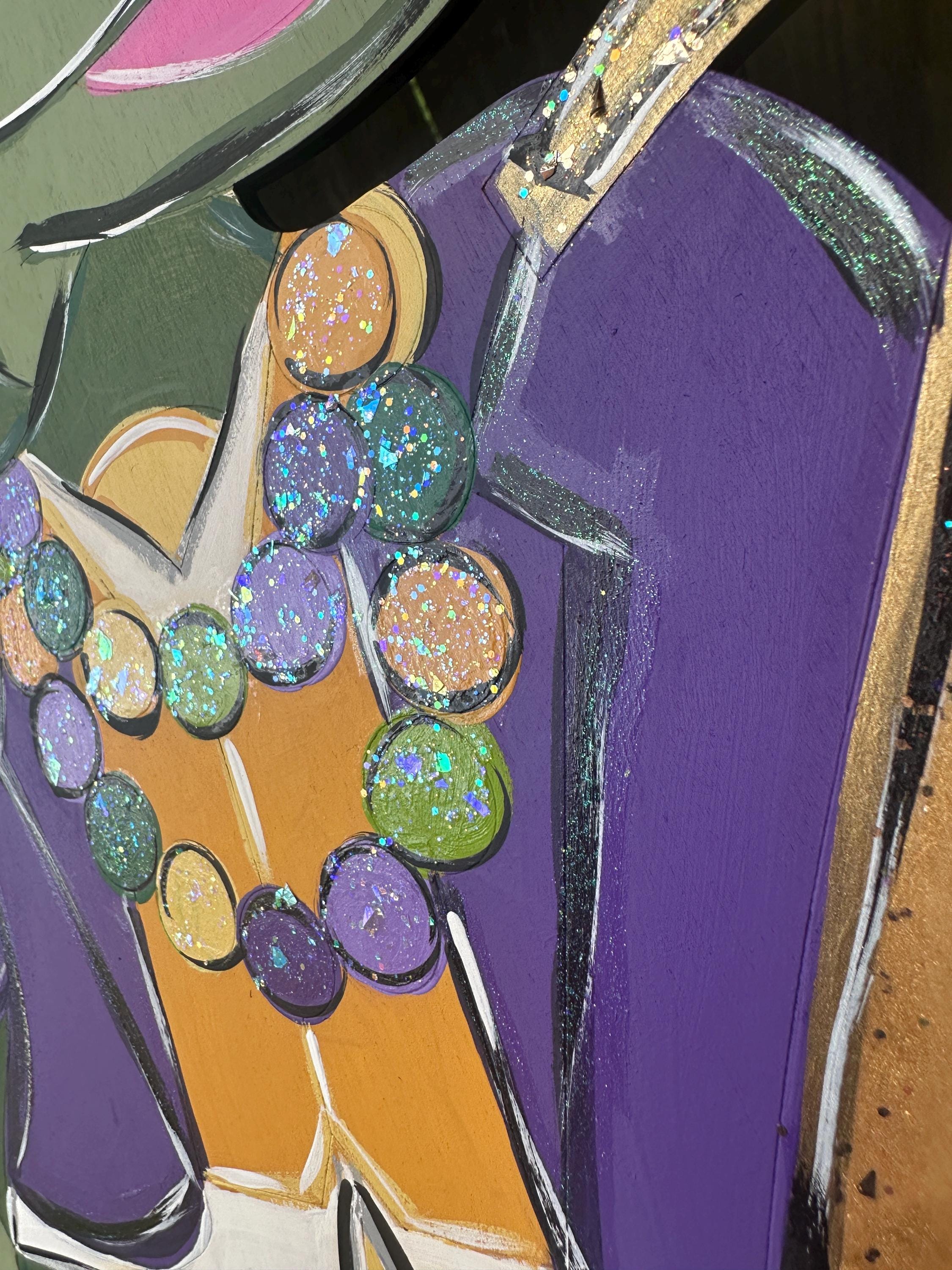 Hand Painted Mardi Gras Gator Sign: Blinged-out Parade Hanger - Etsy
