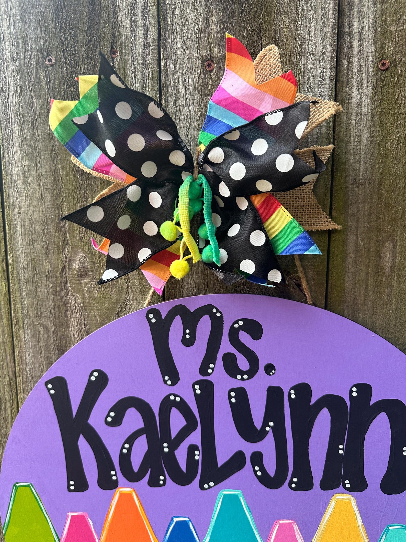 Custom Teacher Door Hanger: Crayon Sign, Back to School Decor - Etsy