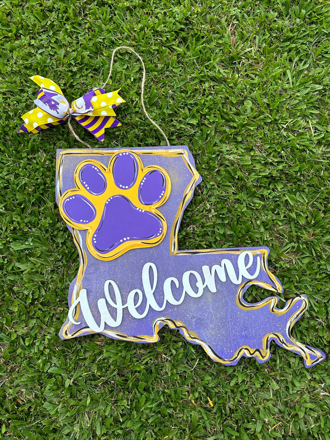 Louisiana Tigers Welcome Door Hanger: Purple & Gold State Pride - Etsy