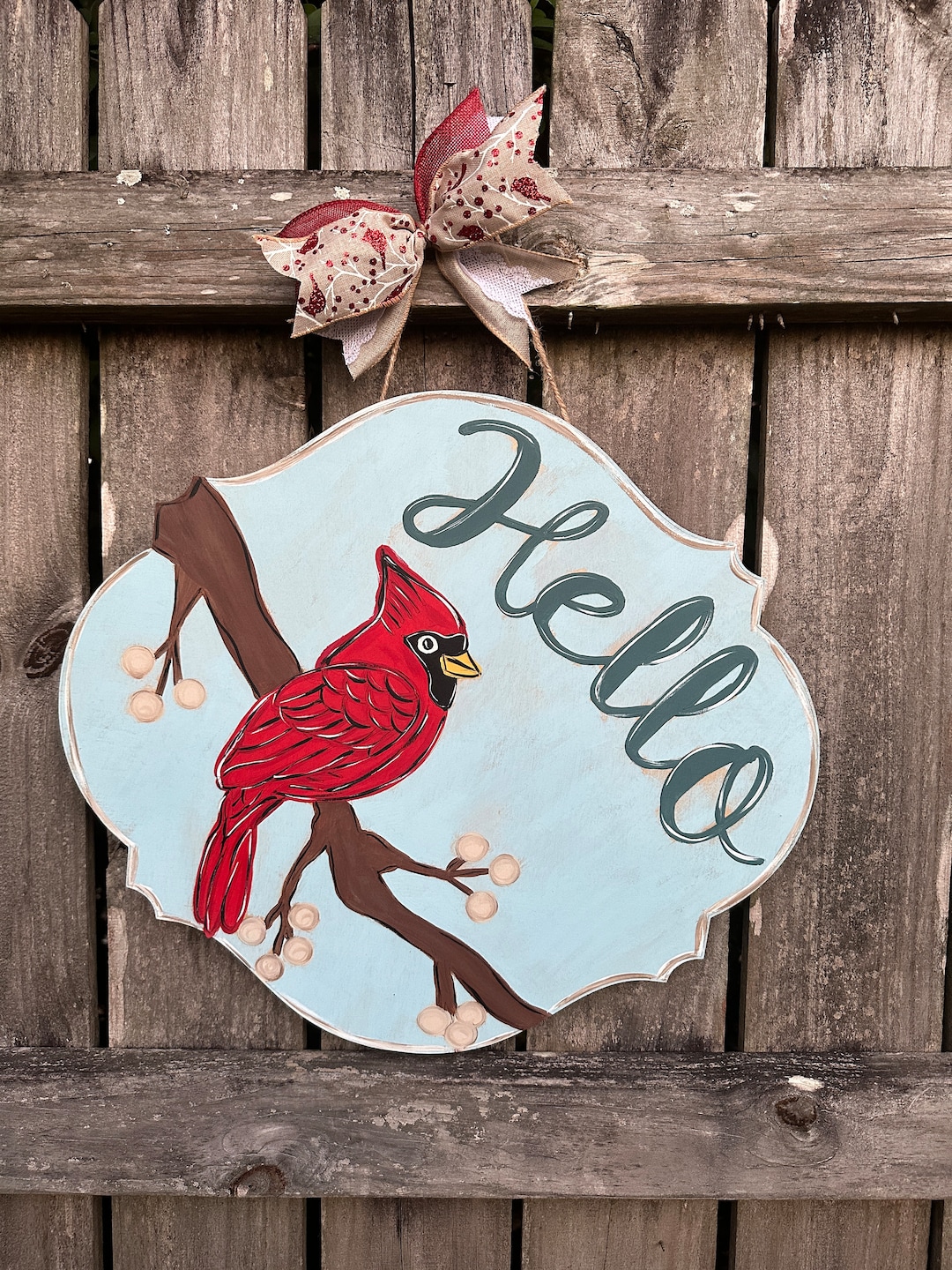 Cardinal Door Hanger | Cardinal Sign | Red Cardinal | Hello Cardinal ...