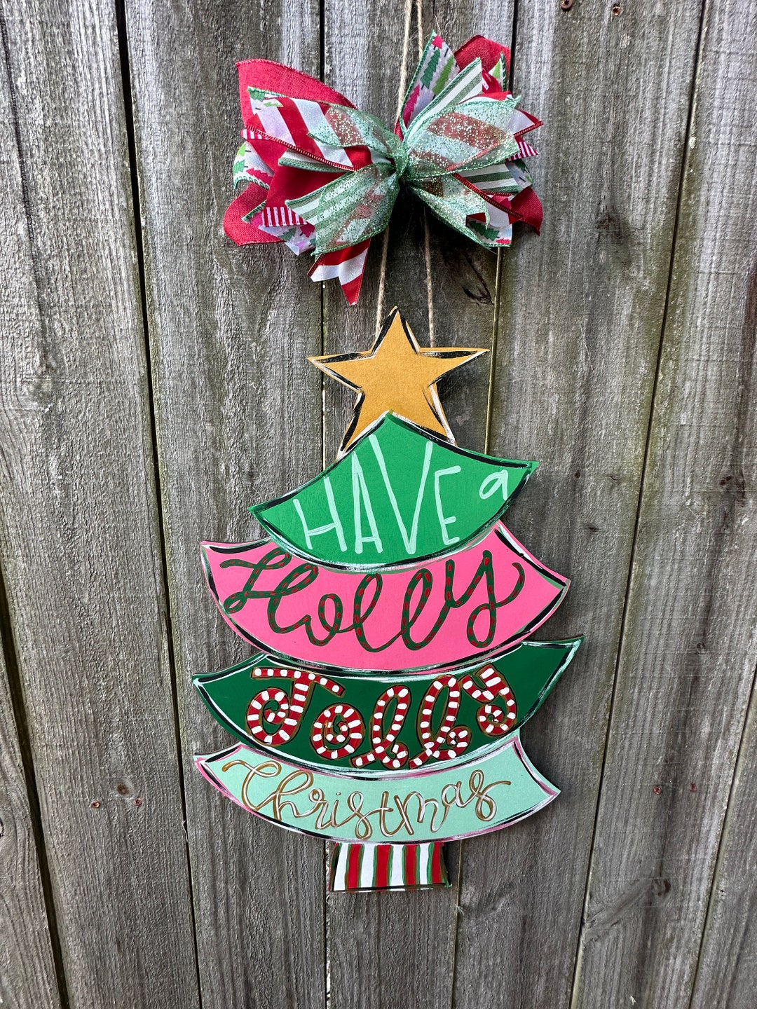 Christmas Tree Door Sign | Bright Christmas Tree Sign | Christmas ...