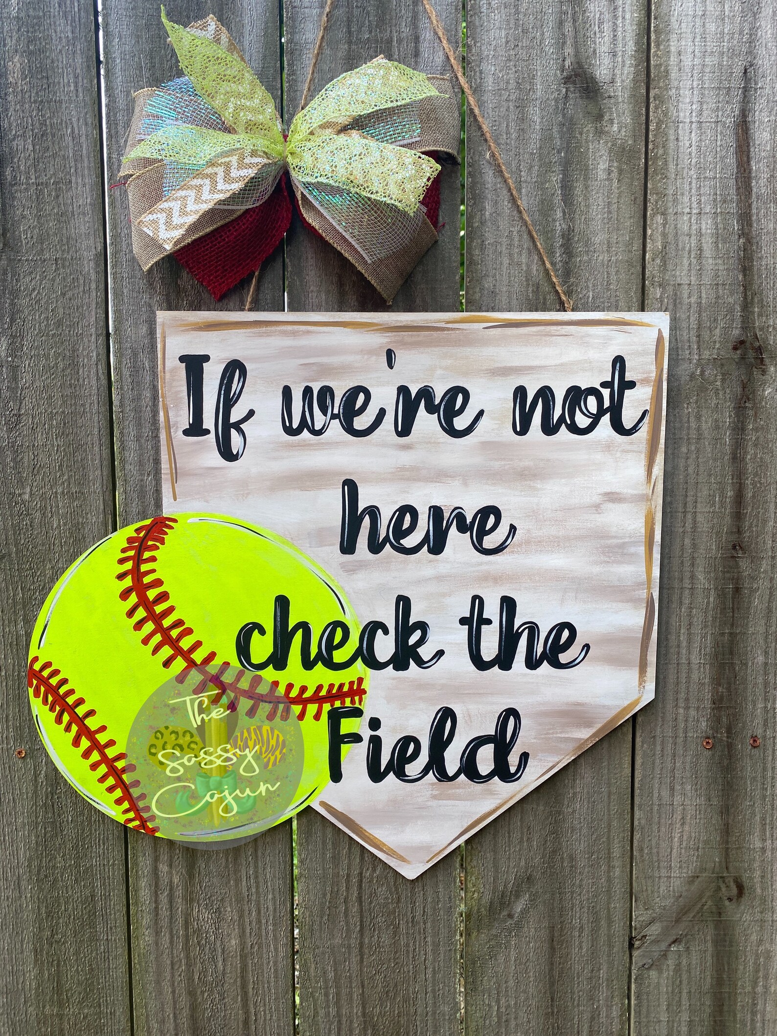 Softball Door Hanger Baseball Door Hanger Ball Field - Etsy