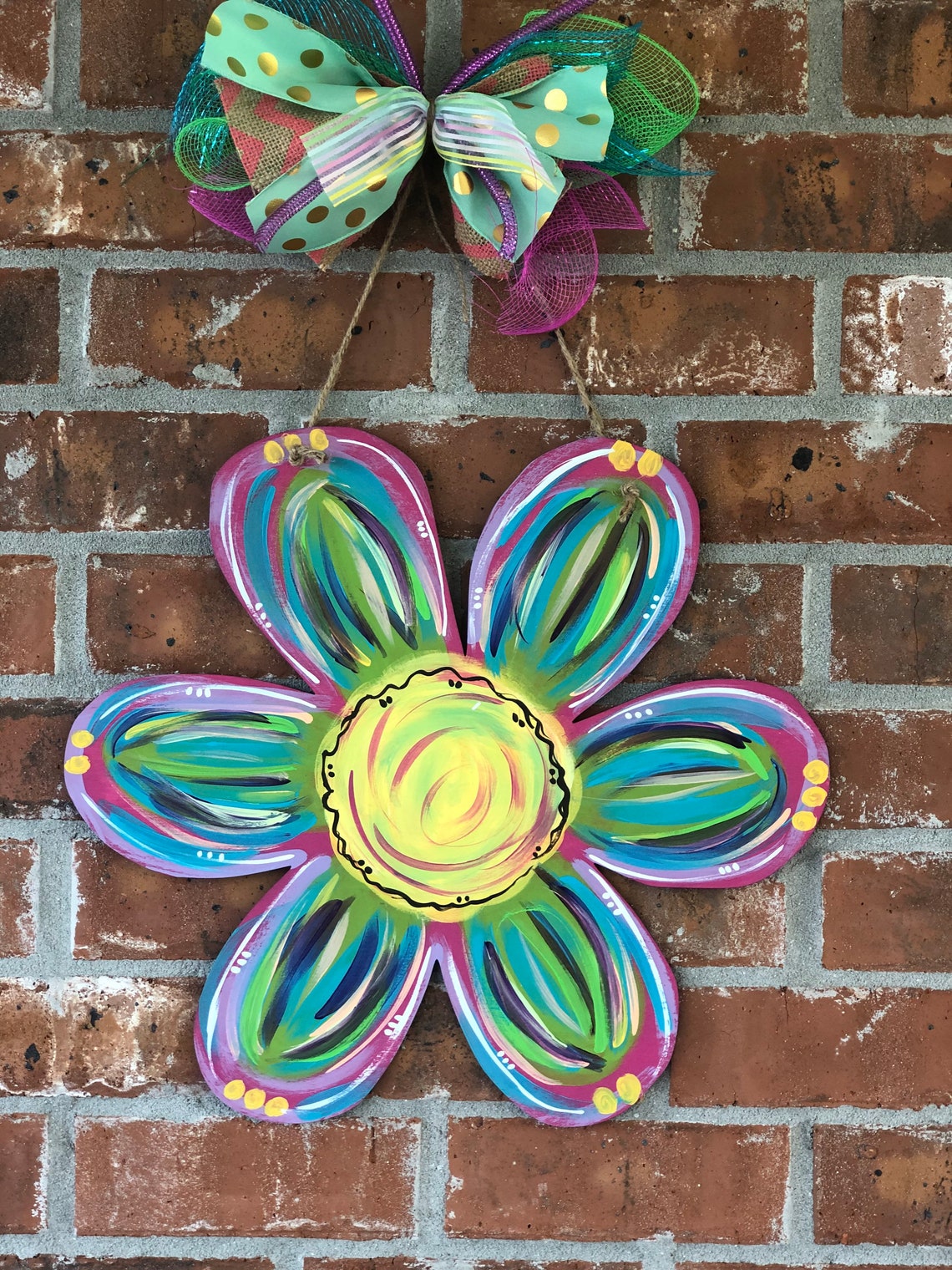 Bright Whimsy Flower Everyday Door Hanger Summer Door - Etsy