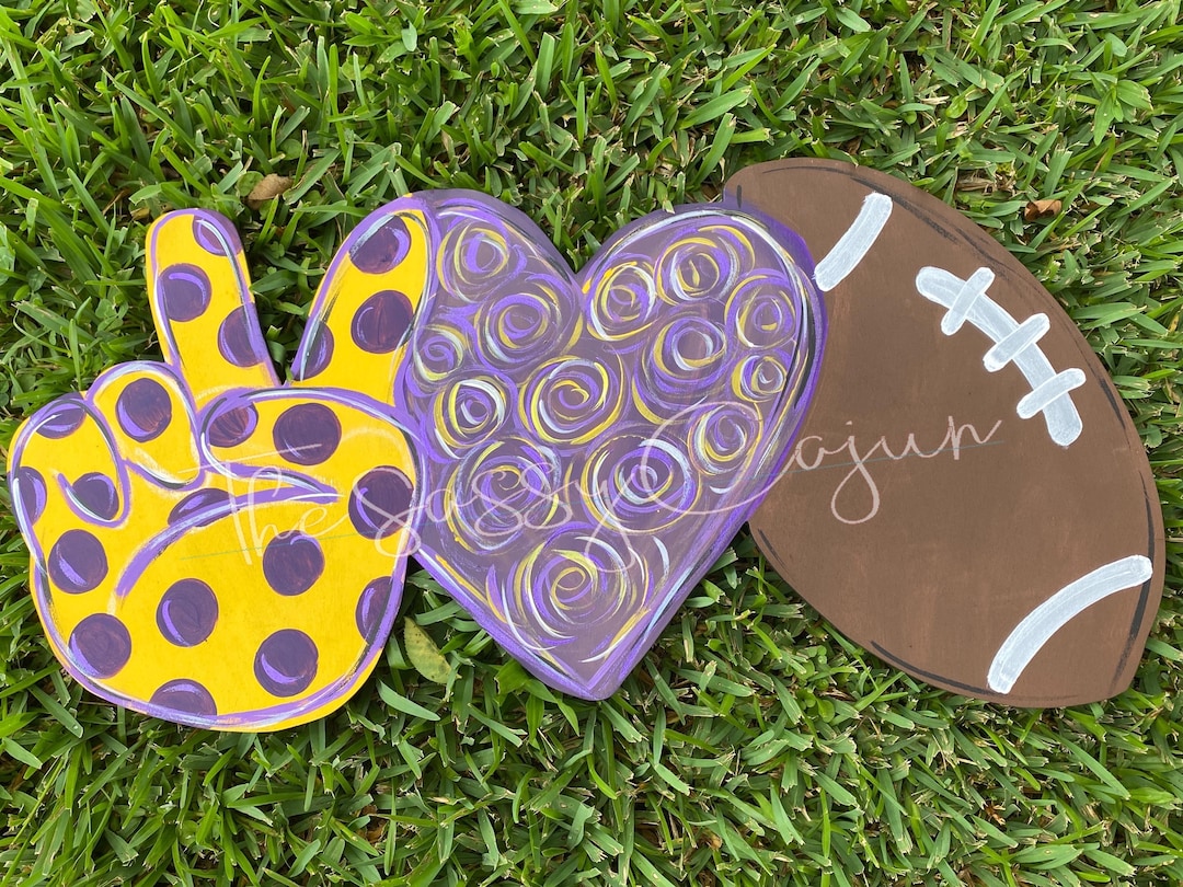 Custom Football Wreath: Peace, Love, Team Colors Door Hanger - Etsy