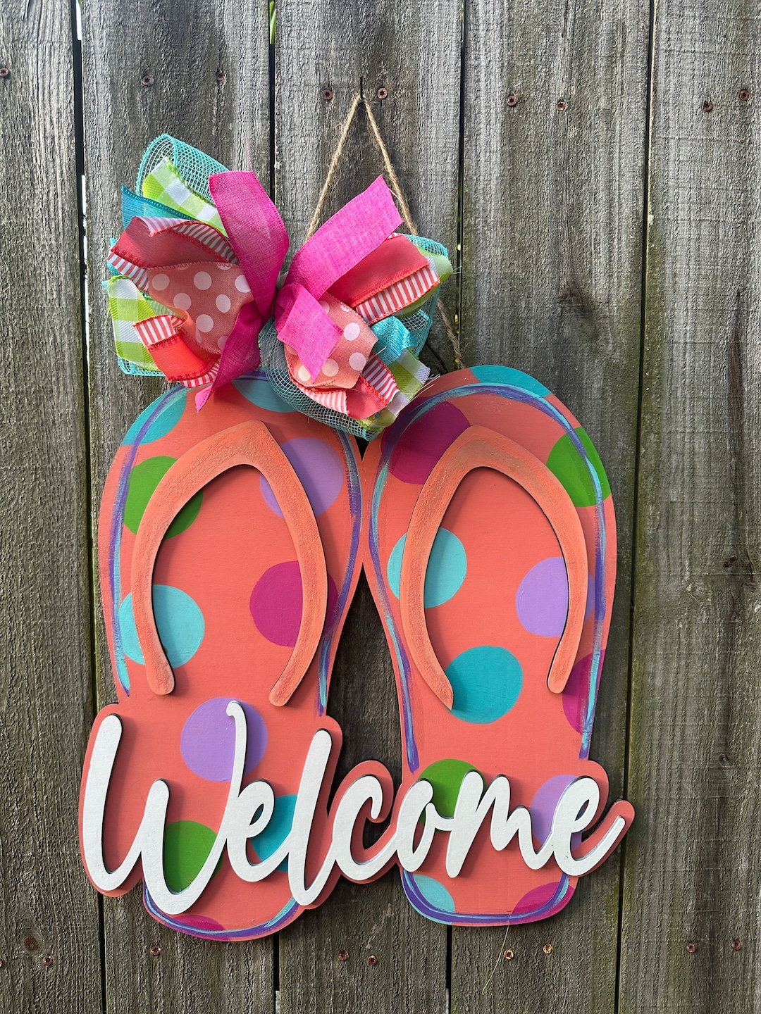 Flip Flop Welcome Door Hanger: Summer Beach Decor - Etsy