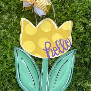 Tulip Door Hanger: Hand-painted Spring Wood Sign - Etsy