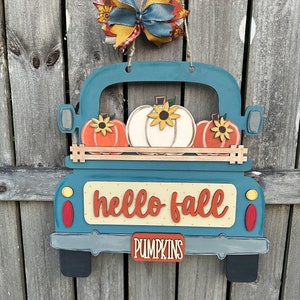 Fall Truck Door Hanger | Hello Fall Decor | Rustic Truck Back | Fall ...