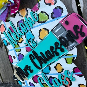 Personalized Teacher Door Hanger | Leopard Teacher Door Hanger | School ...