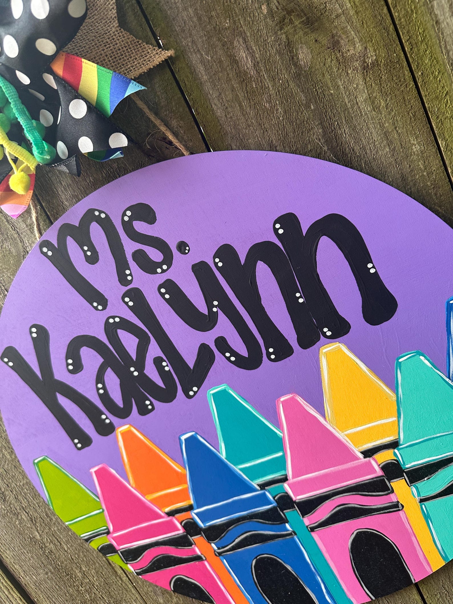 Custom Teacher Door Hanger: Crayon Sign, Back to School Decor - Etsy