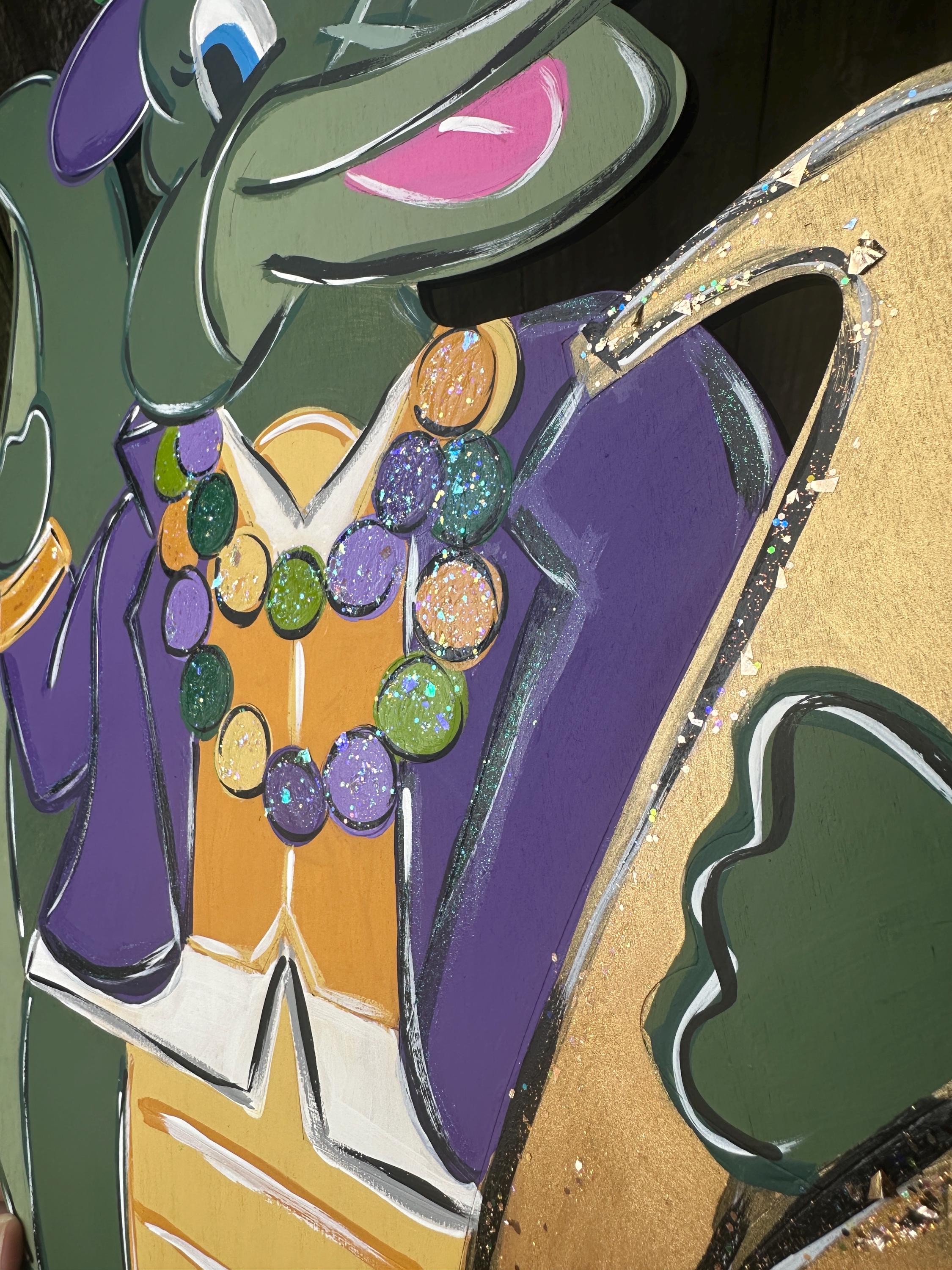 Hand Painted Mardi Gras Gator Sign: Blinged-out Parade Hanger - Etsy