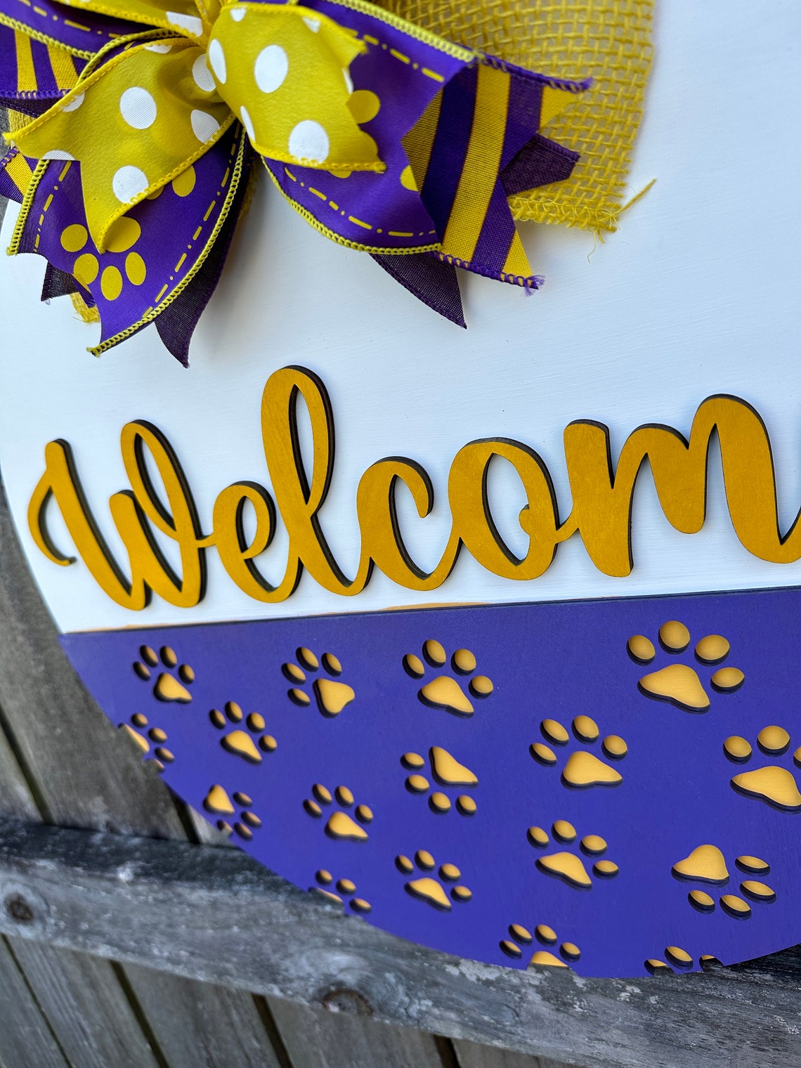 LSU Tigers Welcome Door Hanger: Purple & Gold Louisiana State Decor - Etsy