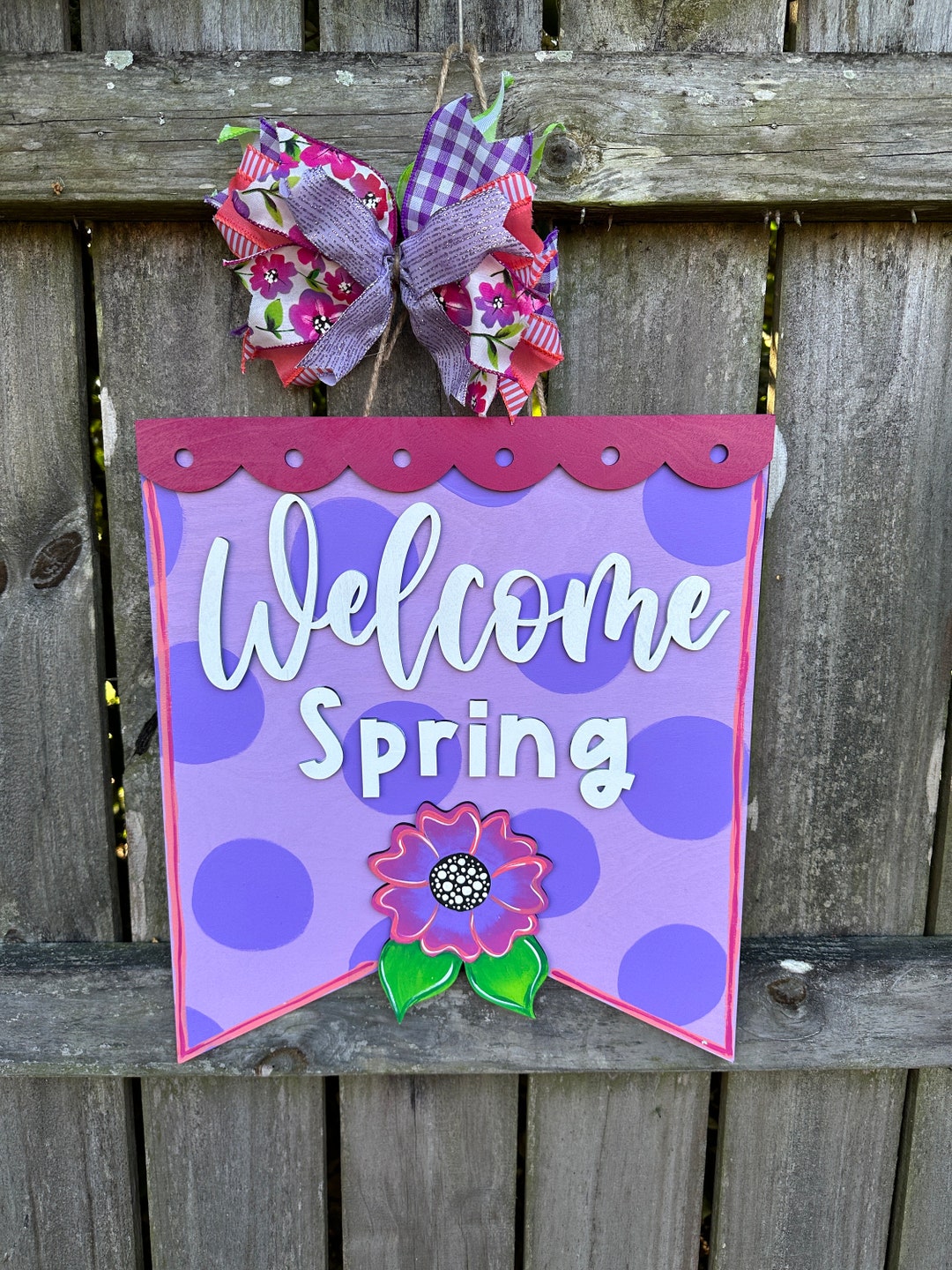 Hello Spring Door Hanger | Spring Door Hanger | Spring Wreath | Floral ...