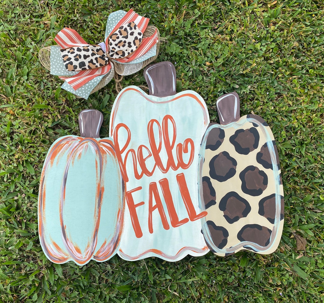 Hello Fall Door Hanger | Fall Door Hanger | Pumpkin Door Hanger | Hello ...