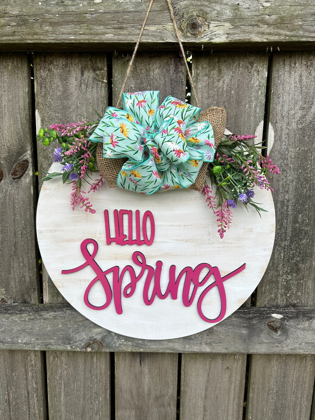Hello Spring Door Hanger | Greenery Door | Spring Wreath | Floral ...