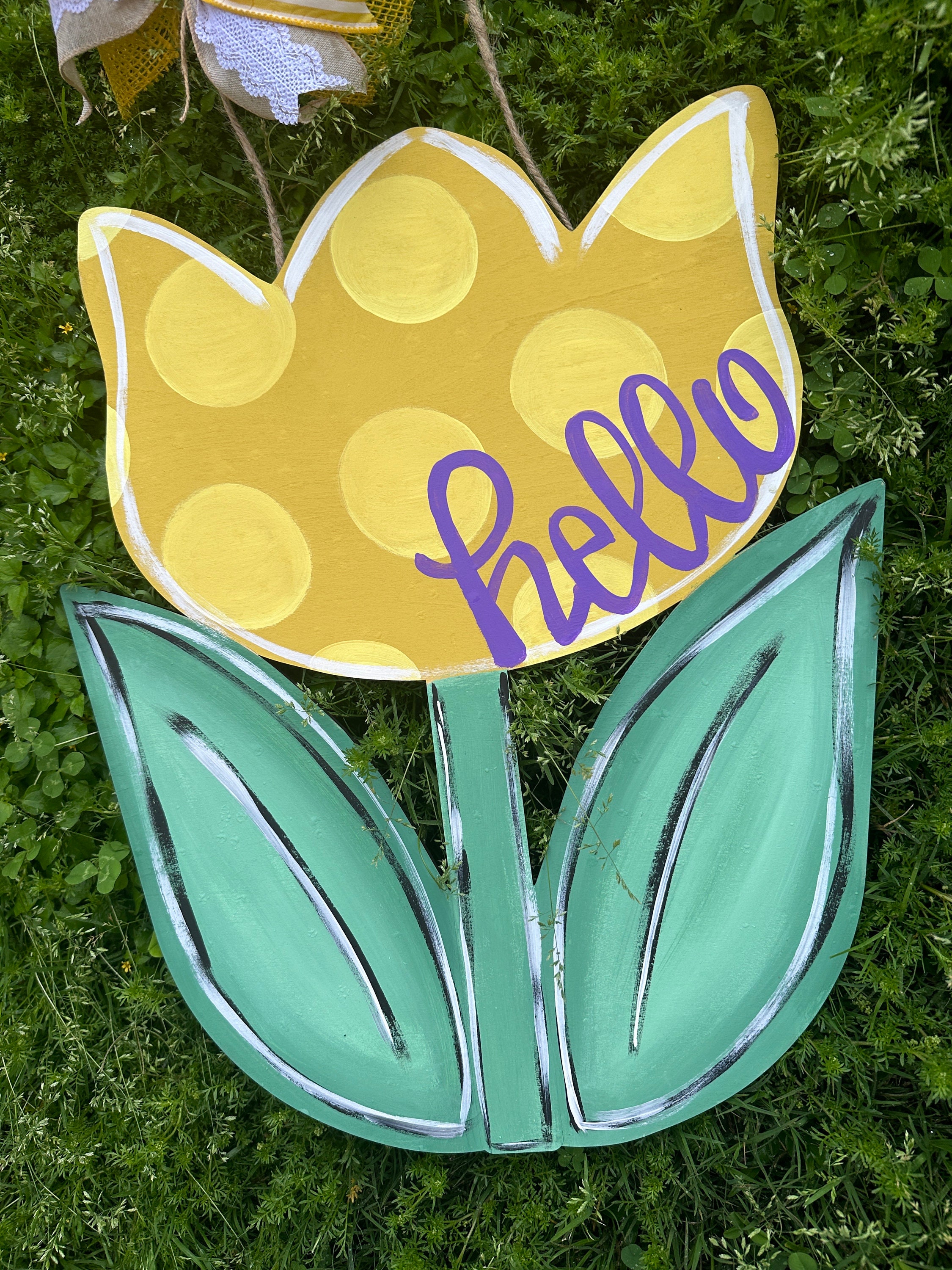 Tulip Door Hanger: Hand-painted Spring Wood Sign - Etsy