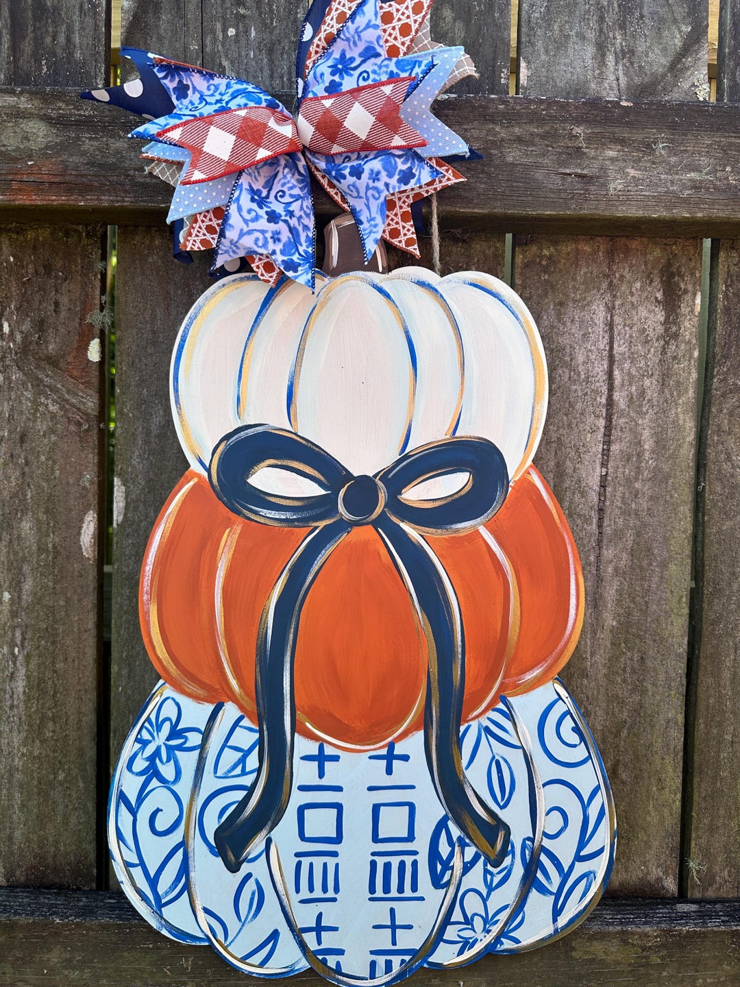 Gold Highlighted Pumpkin Door Hanger: Chenoise Fall Decor - Etsy