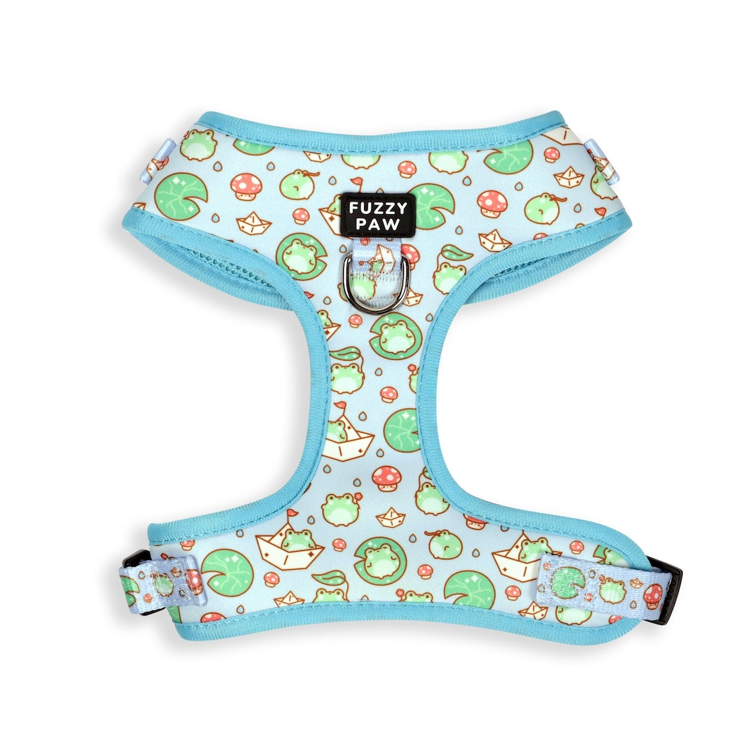 Cute Kawaii Frogs & Mushrooms Dog Harness - Froggy Toads Adjustable Pet ...