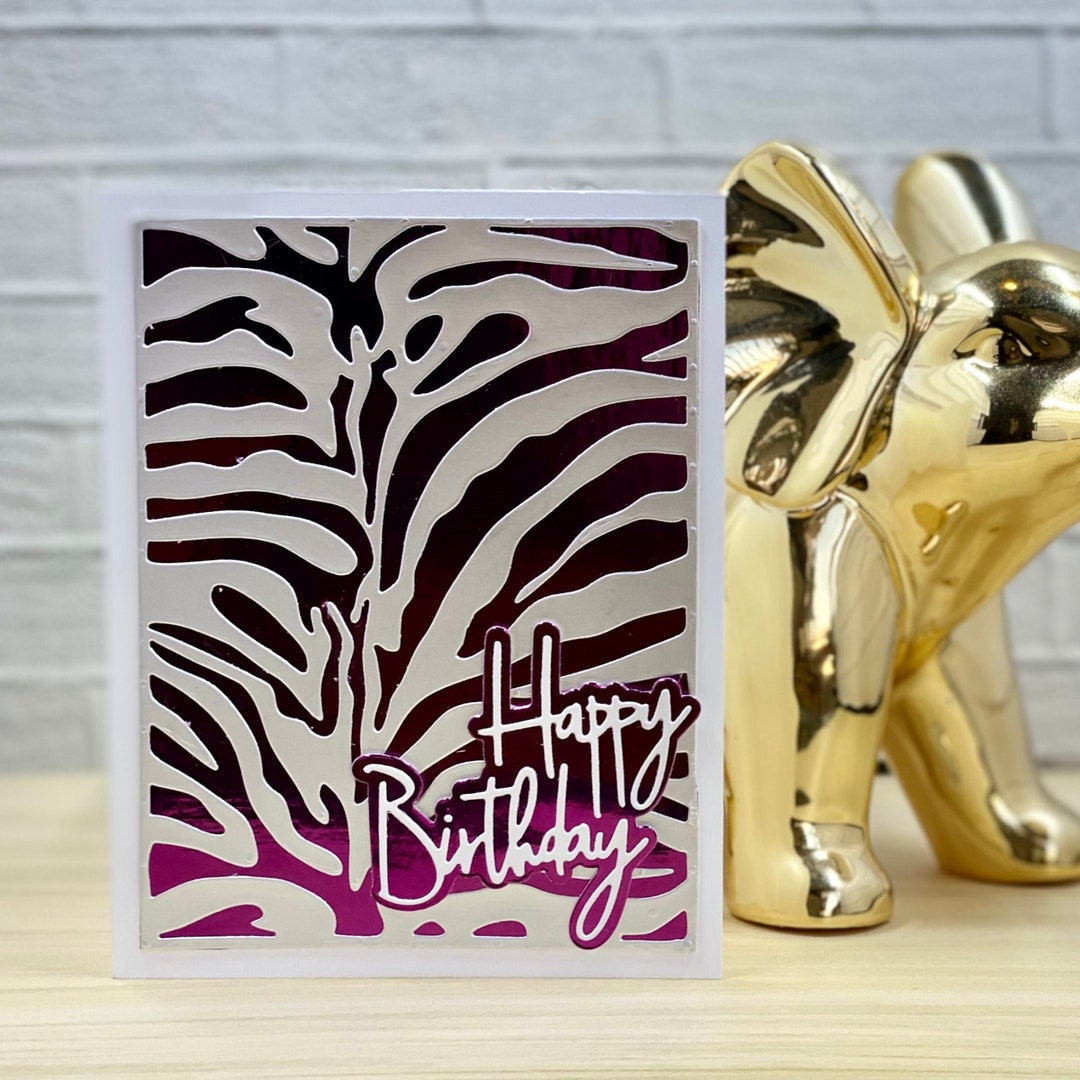 Zebra Animal Print Happy Birthday Card | Glamorous Zebra Print Greeting ...