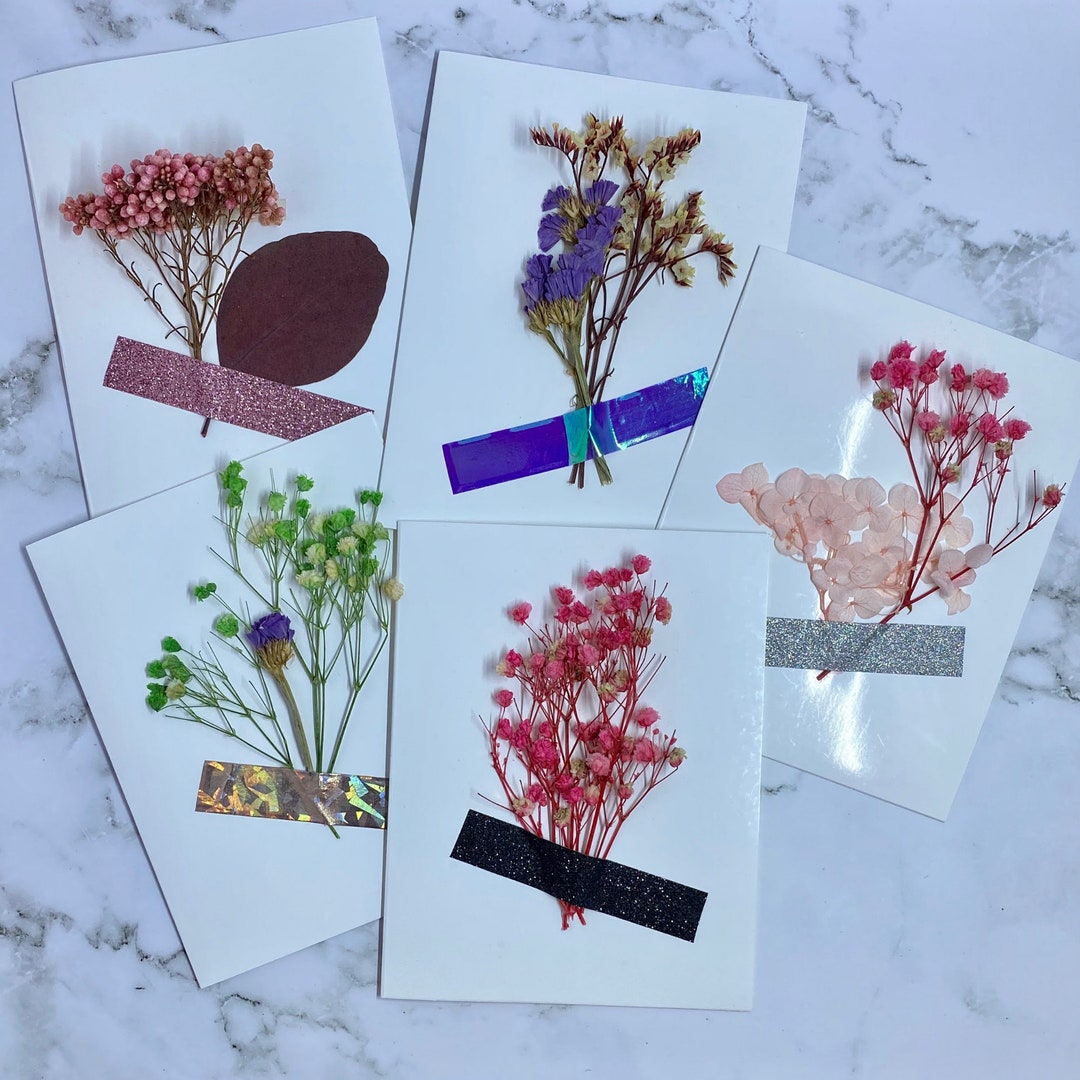 Real Dried Flowers Greeting Card | Floral Stationery Gift - Etsy